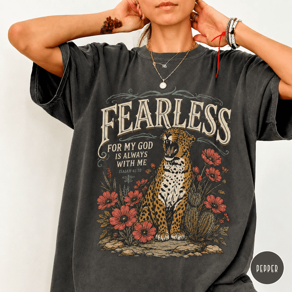 Fearless Christian Graphic Comfort Colors Shirt, Isaiah 41:10 Faith Tee ...
