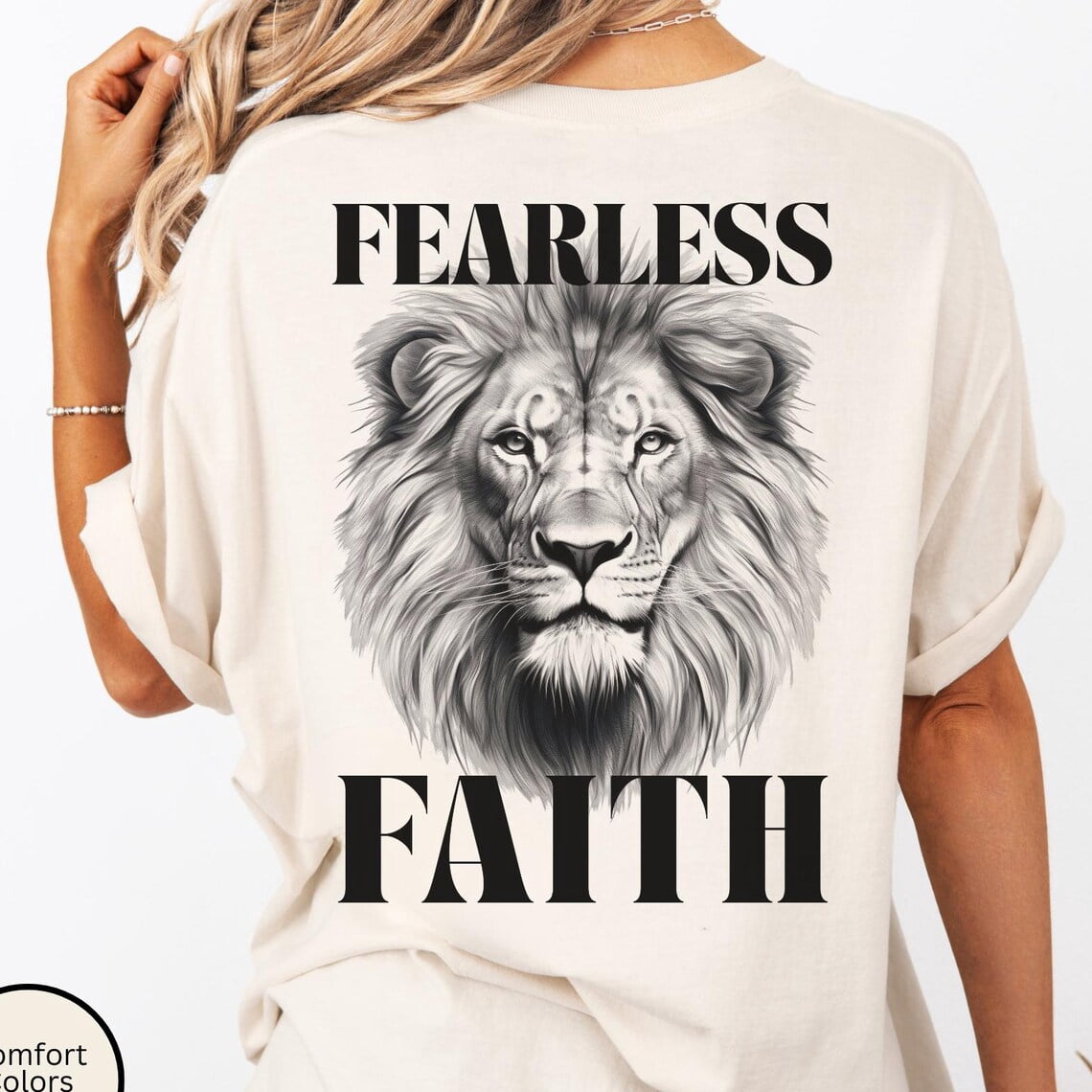Fearless Faith Lion Christian Women Bible Verse Retro Boho Faith Mom ...