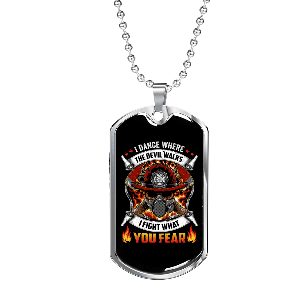 Fearless Firefighter Stainless Steel or 18k Gold Dog Tag 24" Chain ...