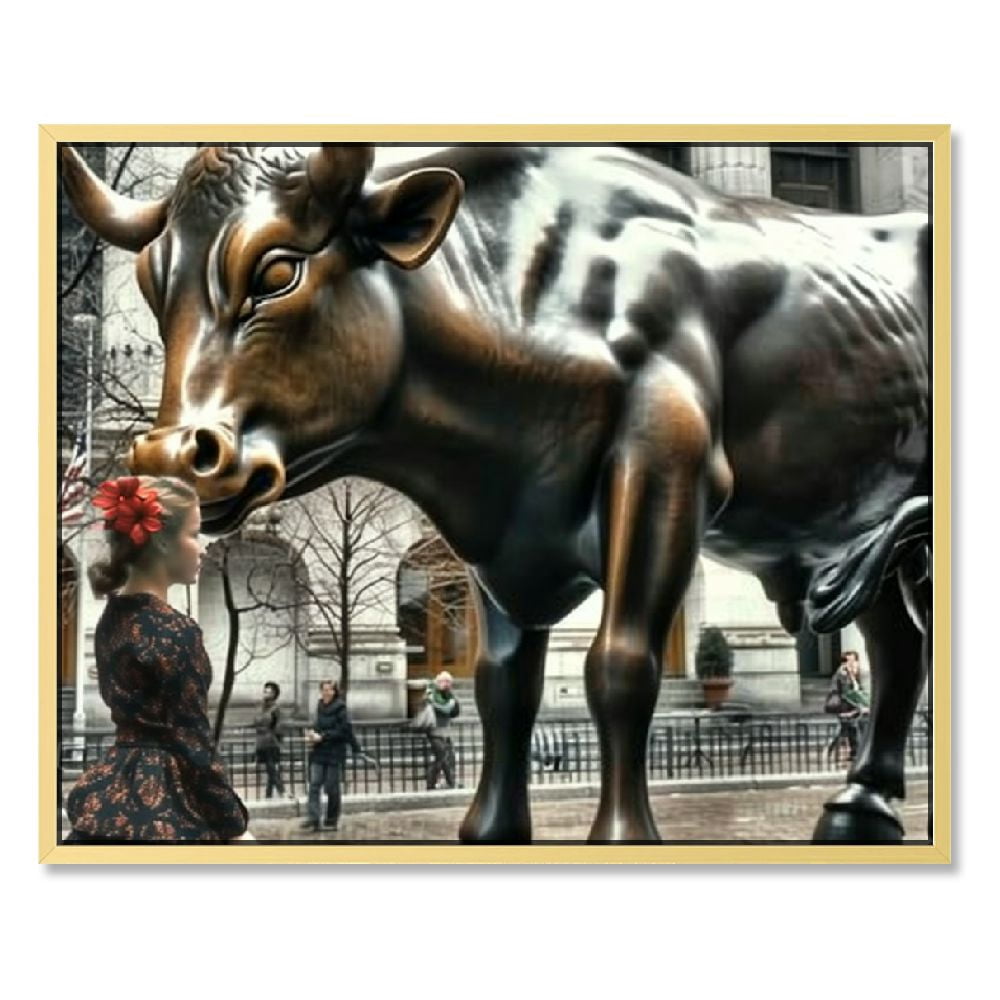 Fearless Girl and Wall Street Bull Statues Modern Wall Art Poster Gift ...