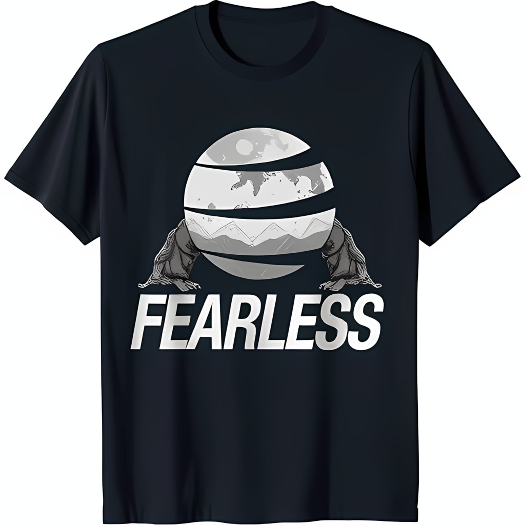 Fearless Graphic T-Shirt Blue Tee with Earth & Bear Silhouettes ...