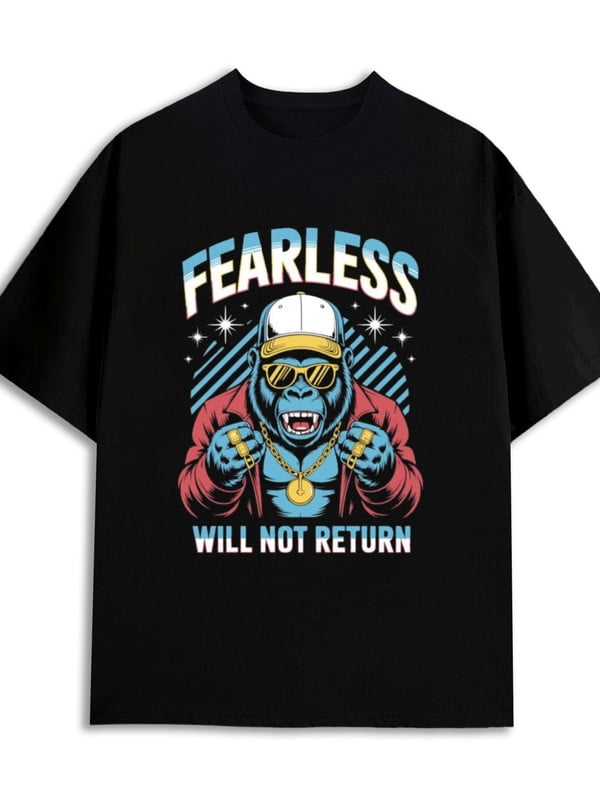 Fearless Monkey Tee women funny humor 180G 100% Cotton black sixty ...
