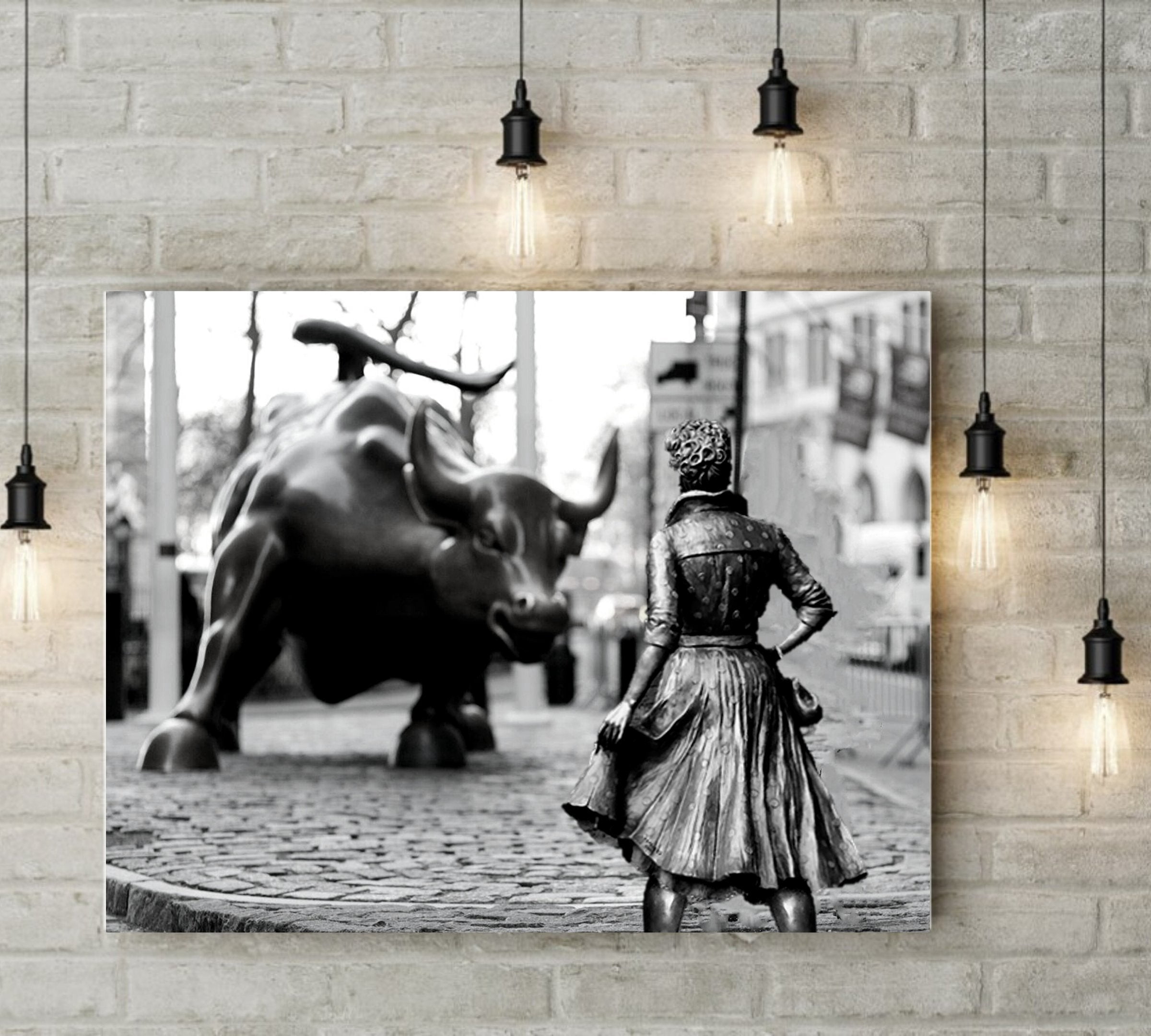 Fearless girl statue street bull Fearless Woman Feminist Home art ...