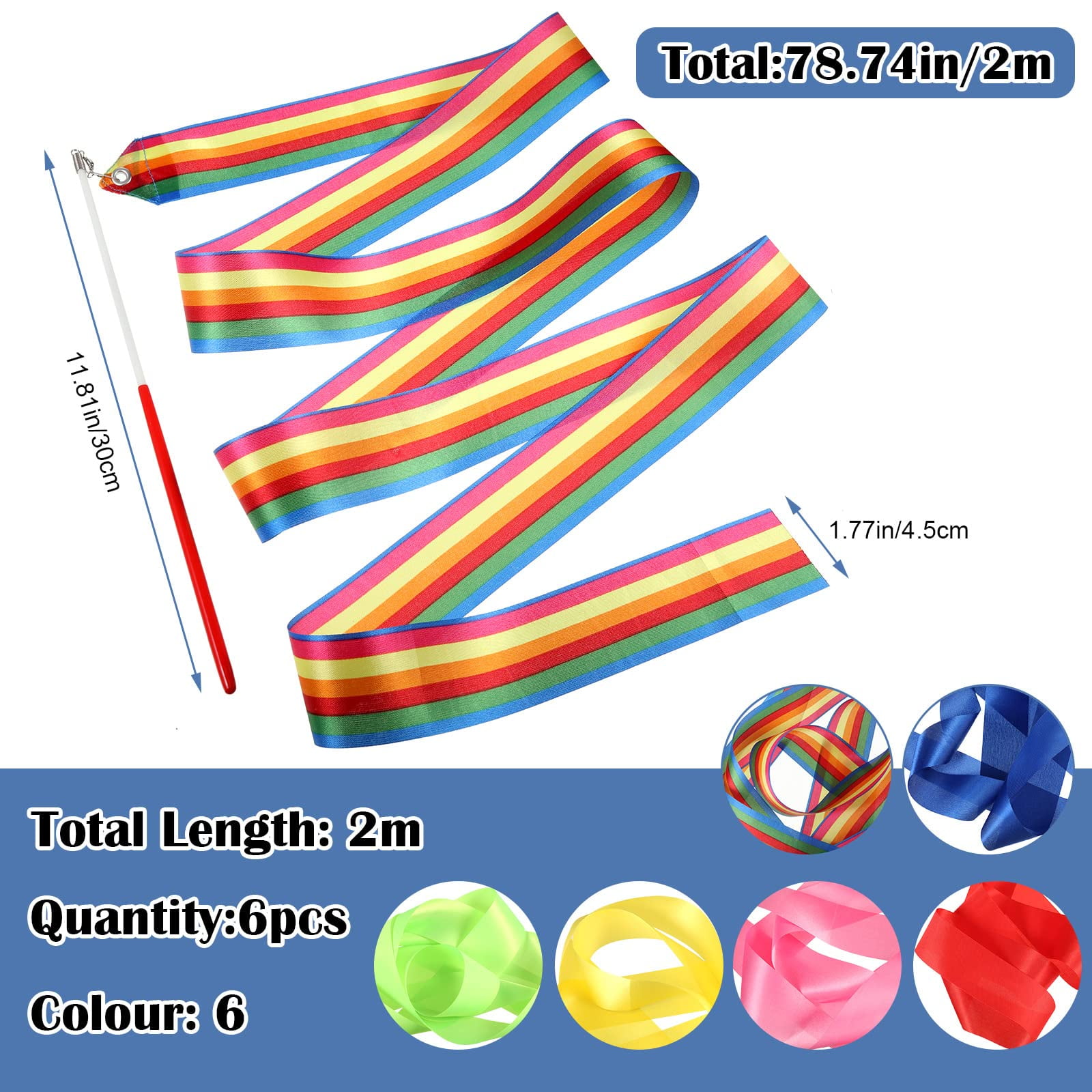 Fearlessin 6pcs Exquisite Craft Ribbon For Gymnastics And Dance ...