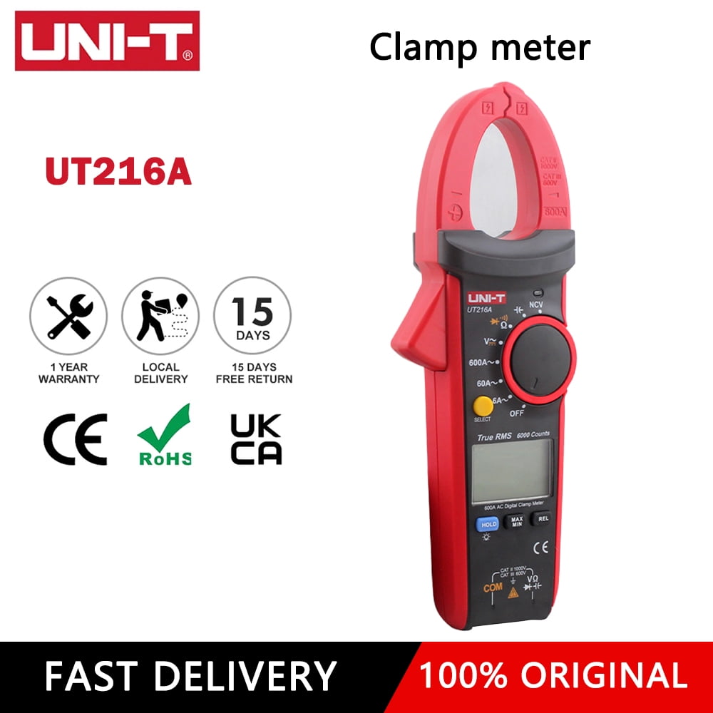 Fearlessin Red Multimeter Digital Clamp 6000 Counts True RMS Safety ...