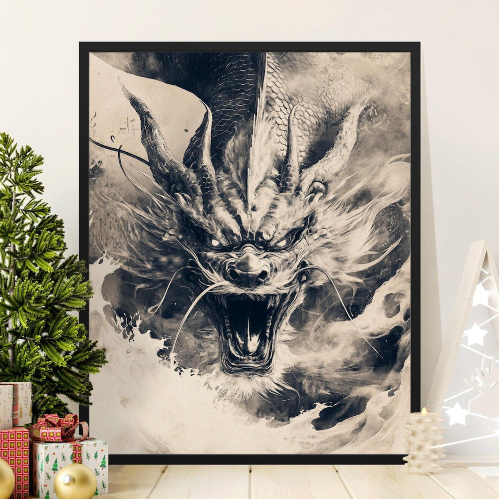 Fearsome Dragon Poster, Epic Dragon Art Print, Mythical Beast Wall ...