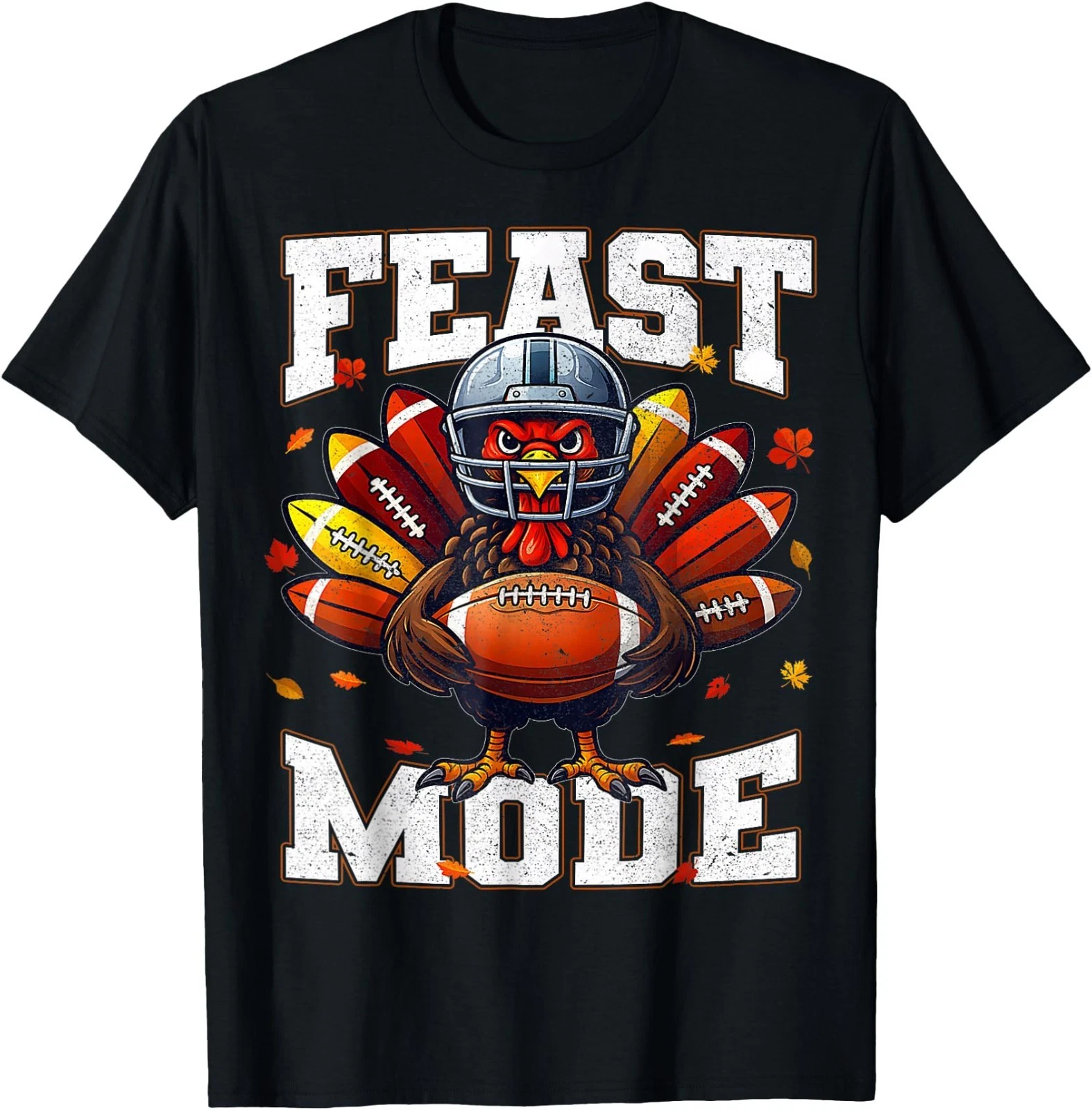 Feast Mode Turkey Vintage Fall Football Thanksgiving Game Day Unisex T ...
