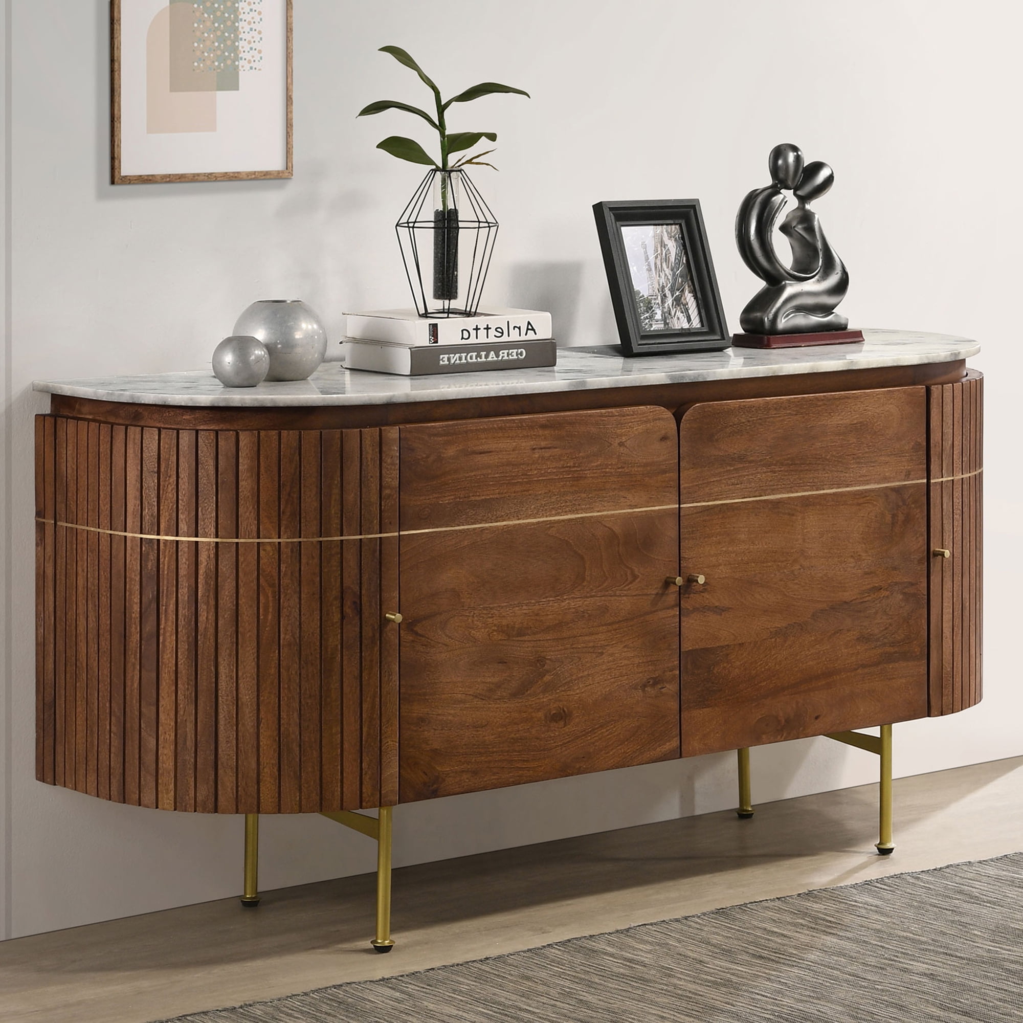 Feast Natutral 4-door Sideboard Buffet Cabinet - Walmart.com