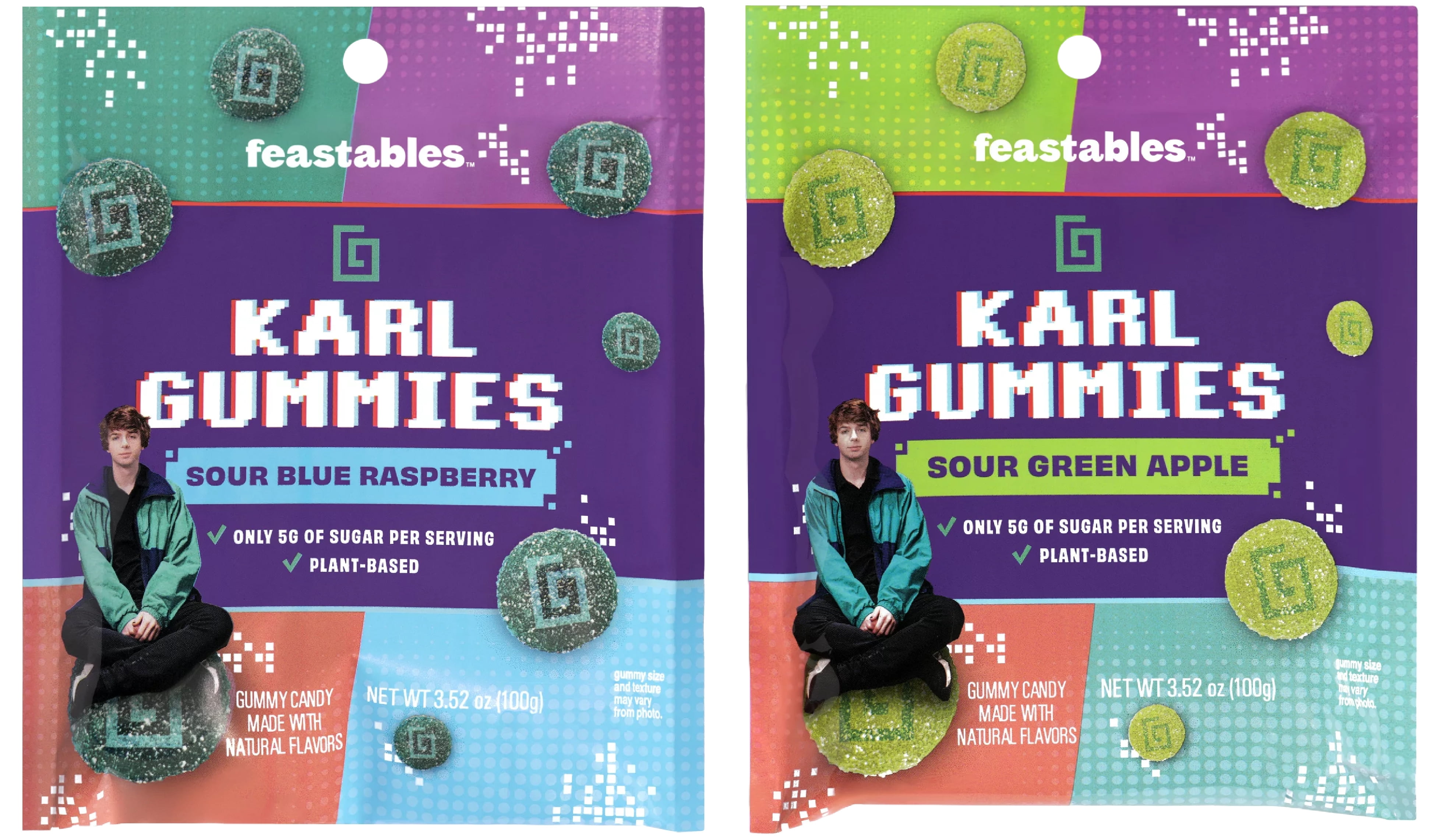 Feastables Karl Gummies Gummy Candy Sour Green Apple, Sour Blue ...