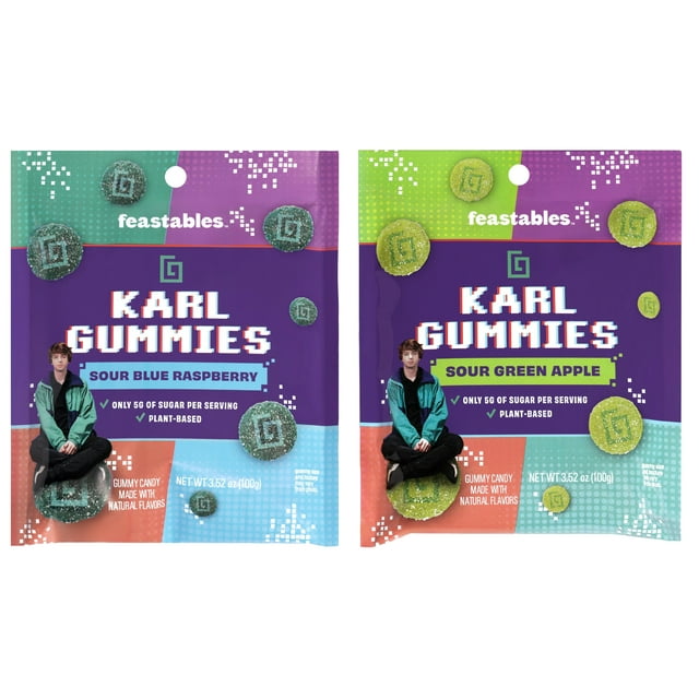 Feastables Karl Gummies Gummy Candy Sour Green Apple, Sour Blue ...