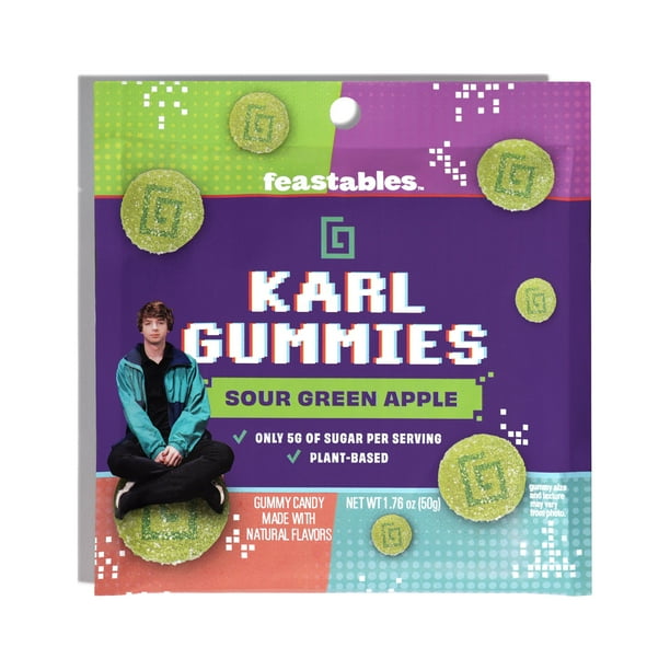 Feastables Karl Gummy Candy Sour Green Apple, 1.8 oz (50g), 1 Bag ...