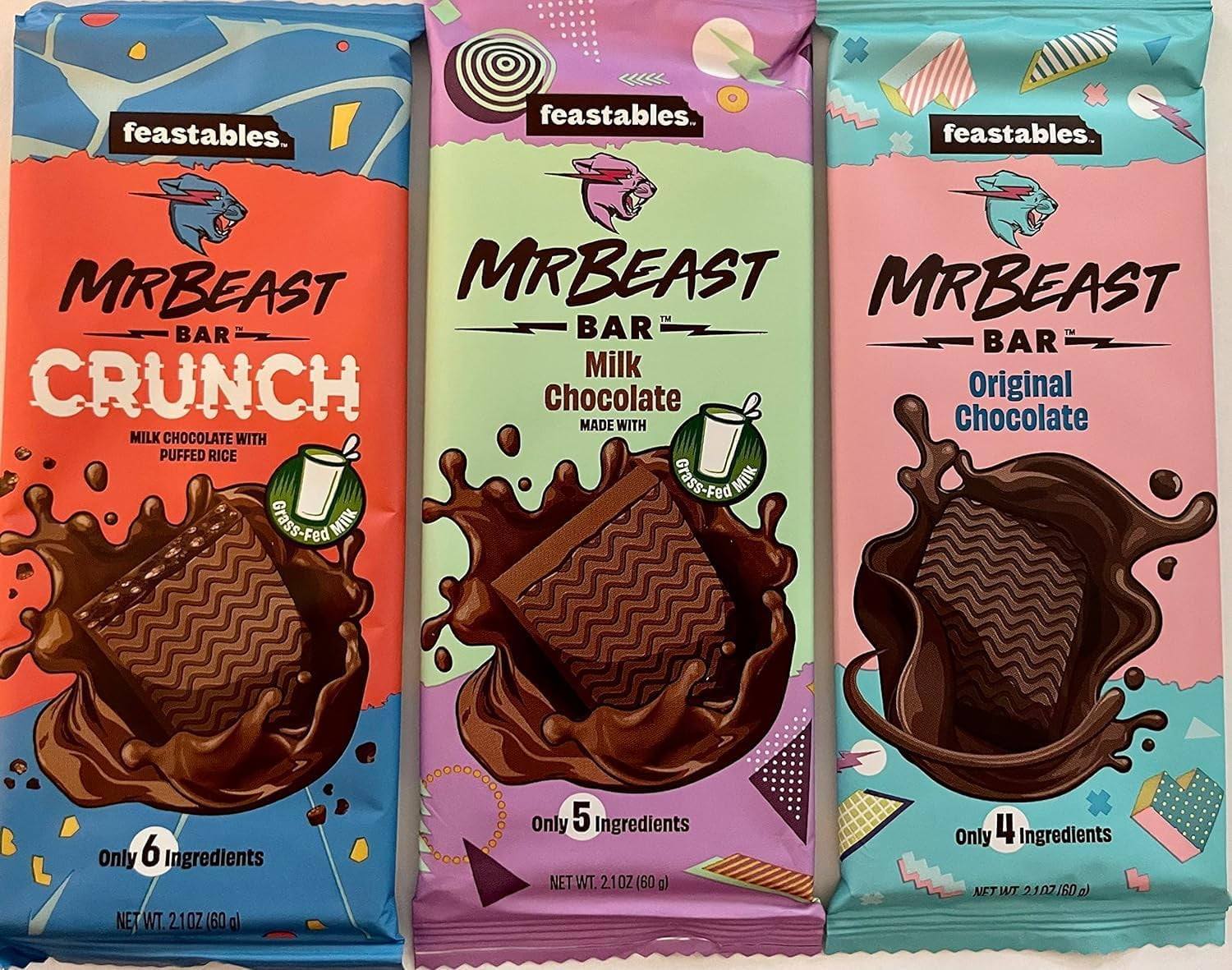 Feastables Mr. Beast Bar Variety, 6 Count - Milk Chocolate , Milk ...