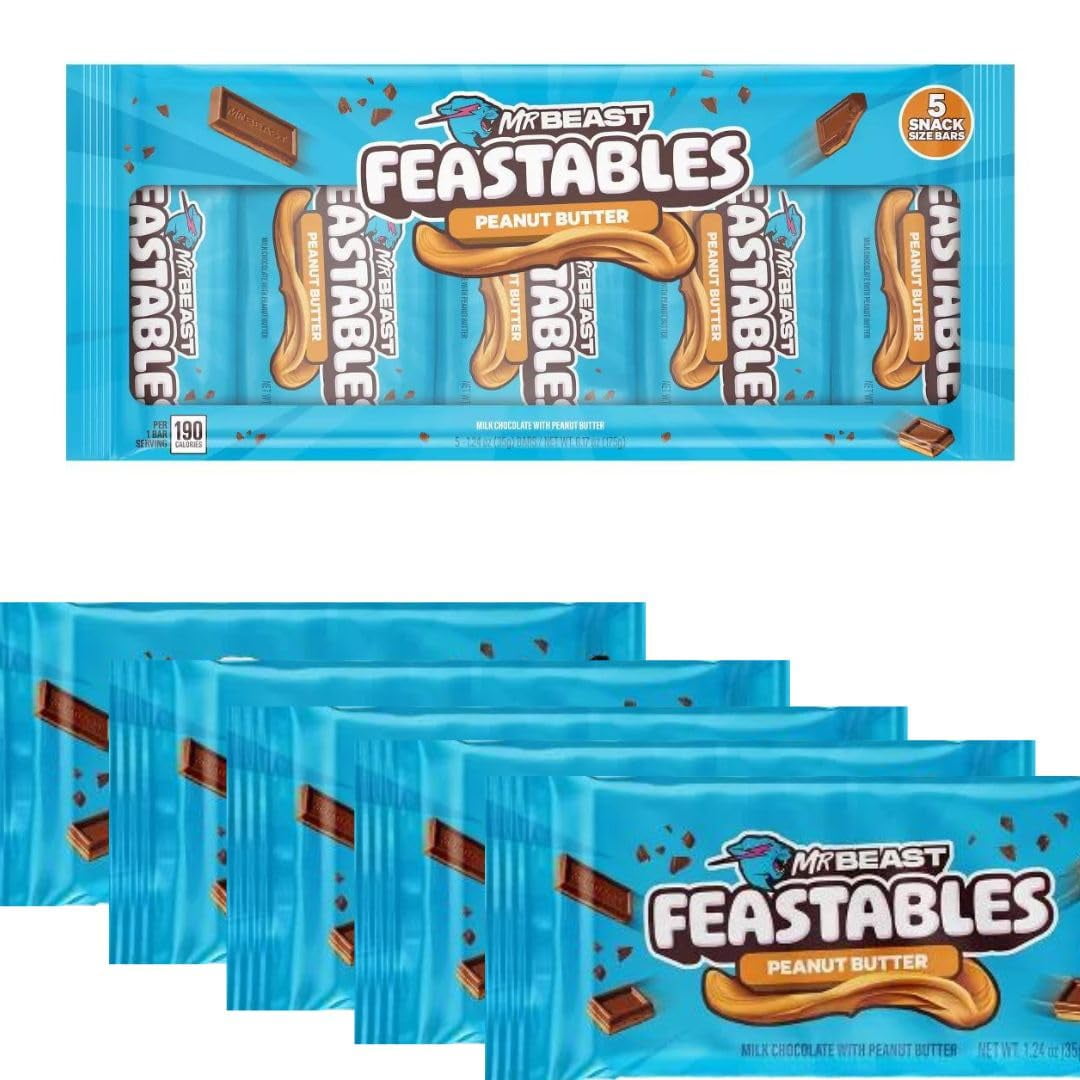 Feastables | Mr Beast Chocolate Bar | [5 BAR BUNDLE] Milk Chocolate ...