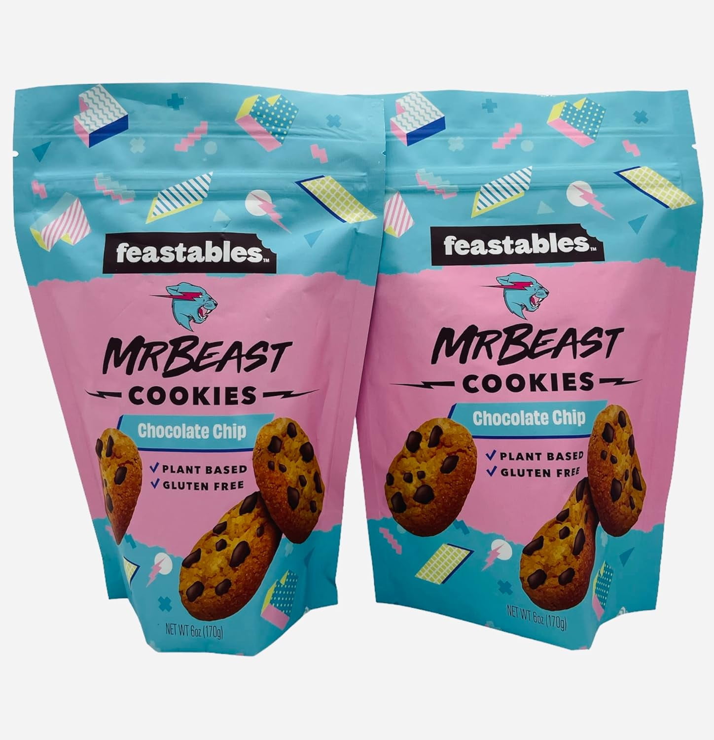 Feastables Mr Beast Chocolate Chip Cookies, Plant Based Gluten Free 6 ...