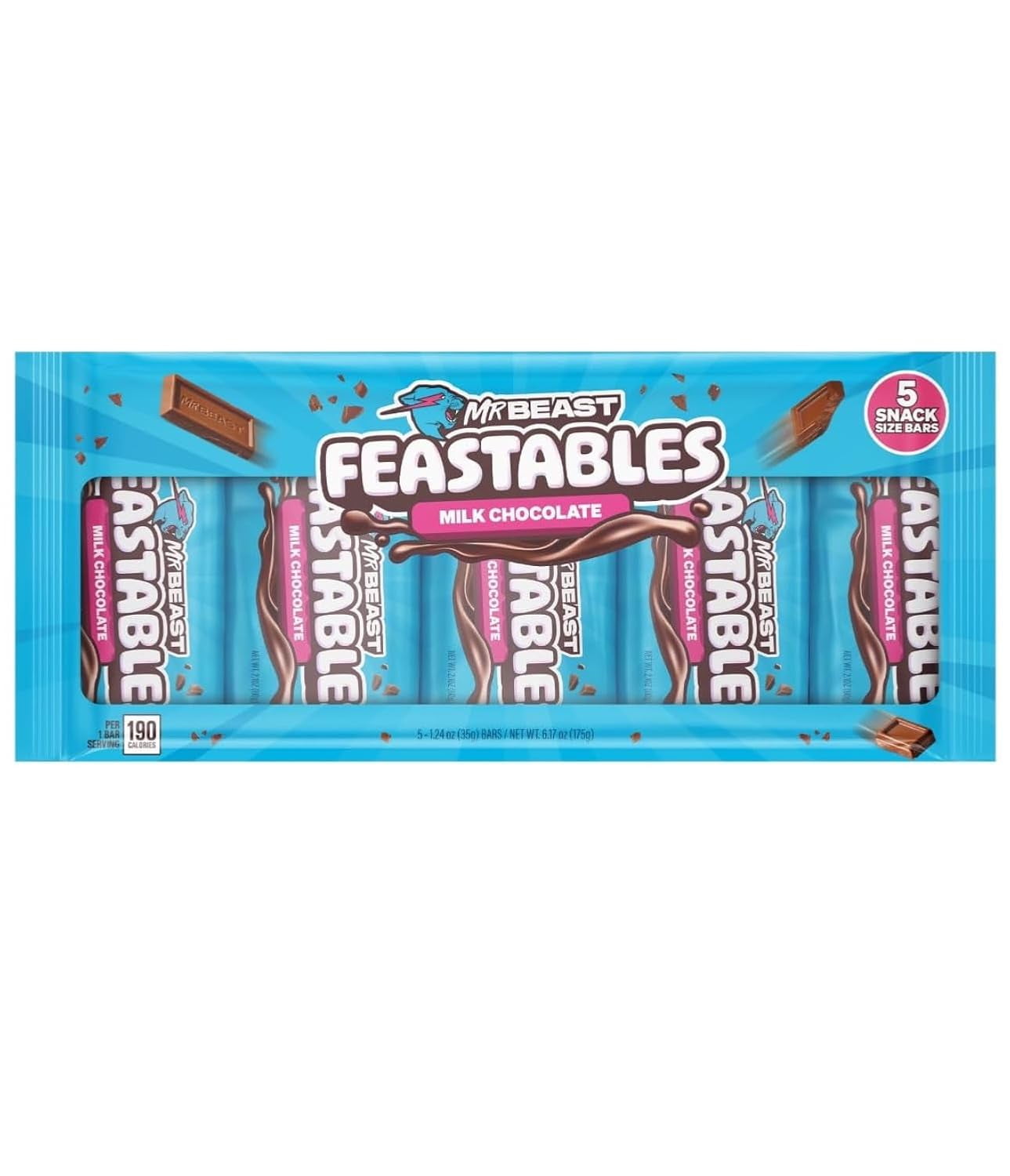 Feastables Mr. Beast Mr. Beast Milk Chocolate Bar - 1.24 oz (35g) * 5 ...