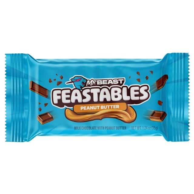 Feastables Mr Beast Peanut Butter Milk Chocolate Bar, 1.24 oz (35g), 1 Count - Walmart.com