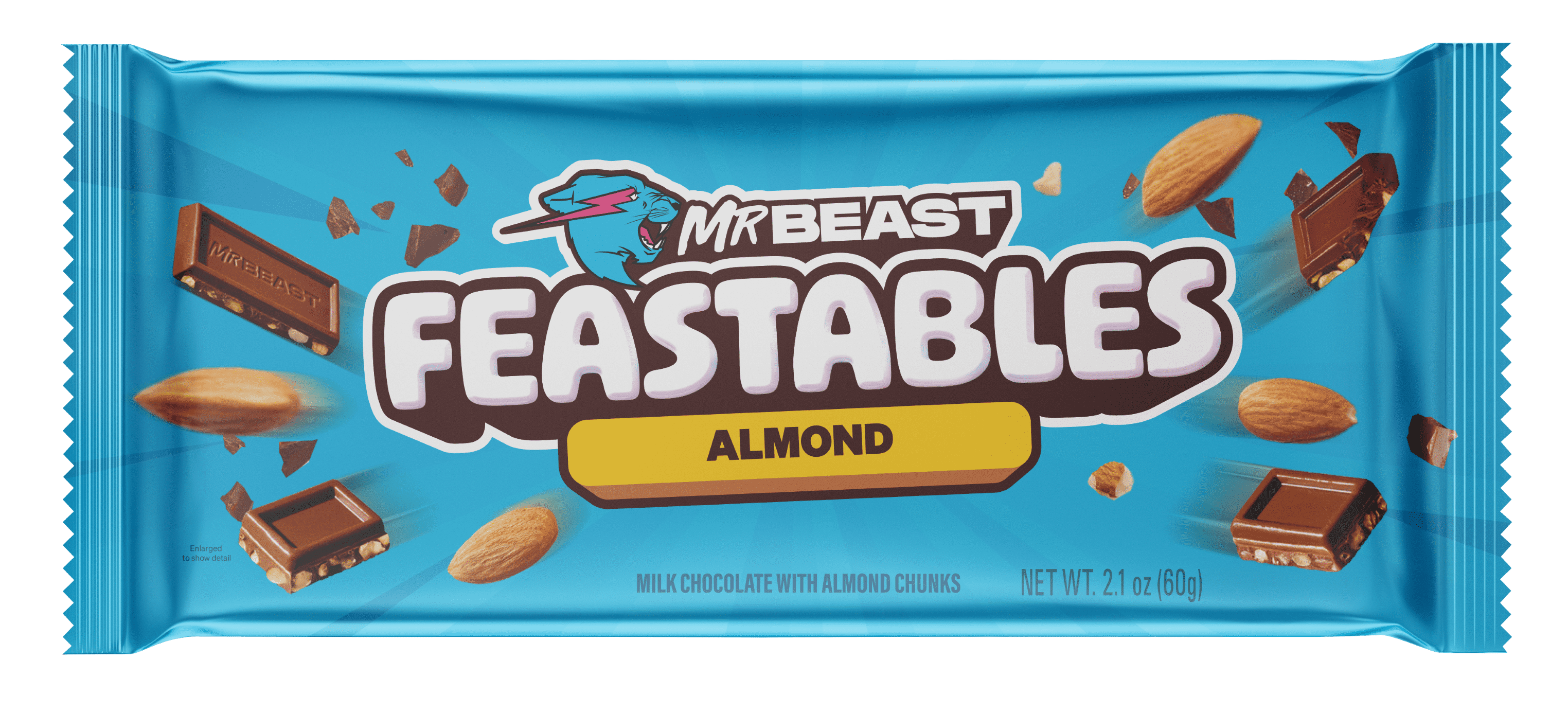 Feastables MrBeast Almond Chocolate Bar, 2.1 oz (60g), 1 Count - Walmart.com