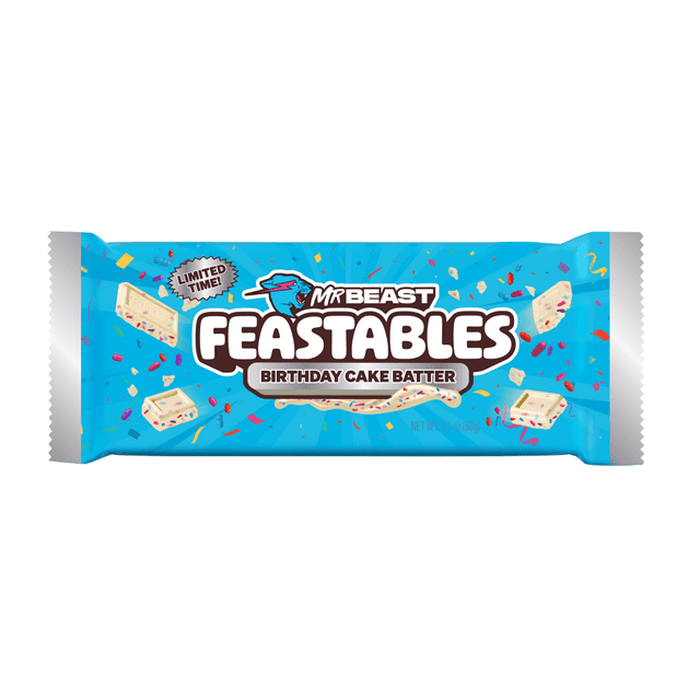 Feastables MrBeast Birthday Batter White Chocolate Bar, 2.1 oz (60g), 1 ...