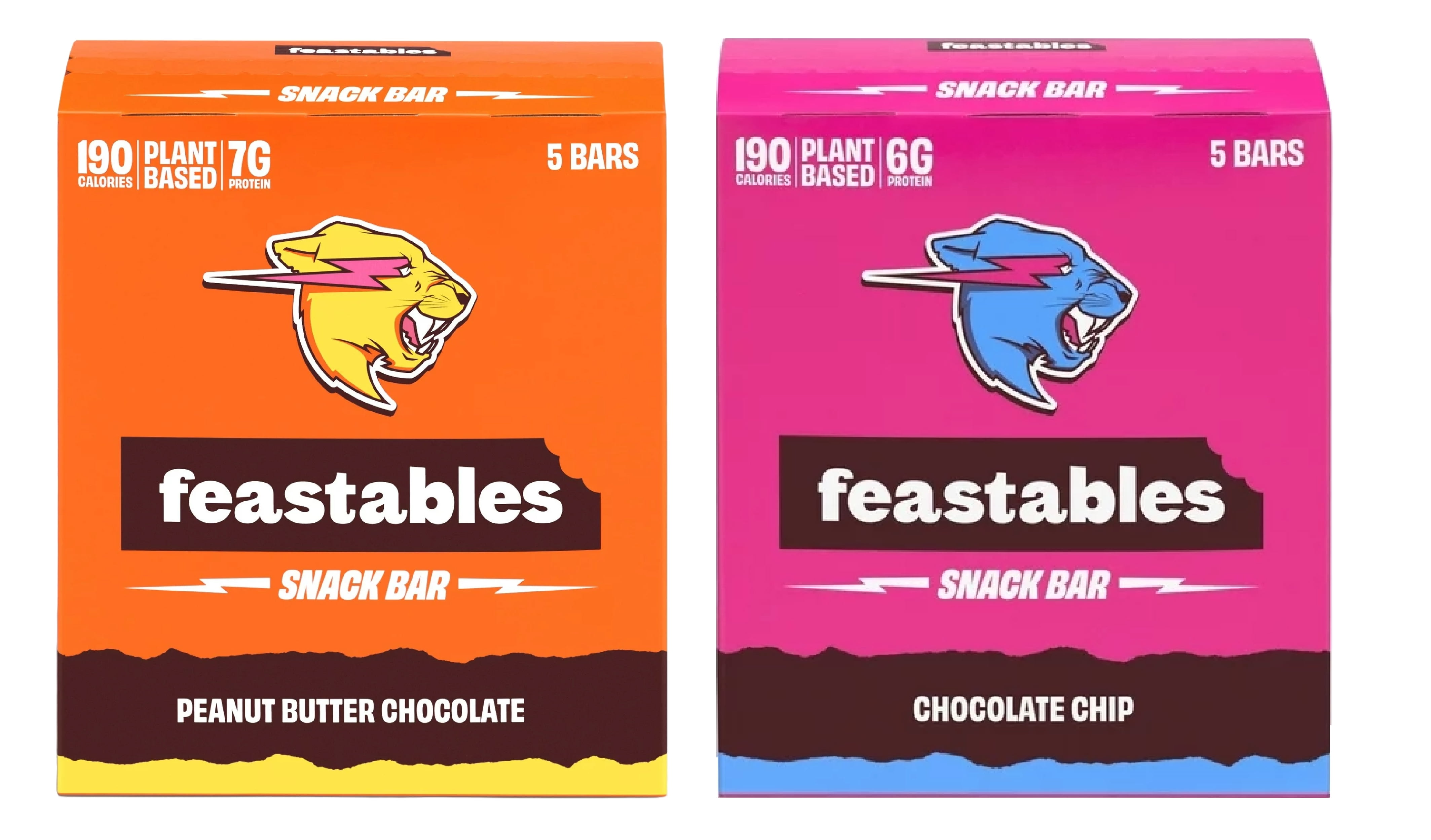 MrBeast Feastables Chocolate & Peanut Butter Bars, 2 Pack, 10 Bars ...
