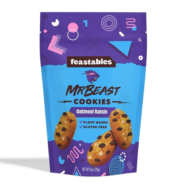 Feastables MrBeast Cinnamon Oatmeal Raisin Cookies, 6 oz, 1 Bag ...