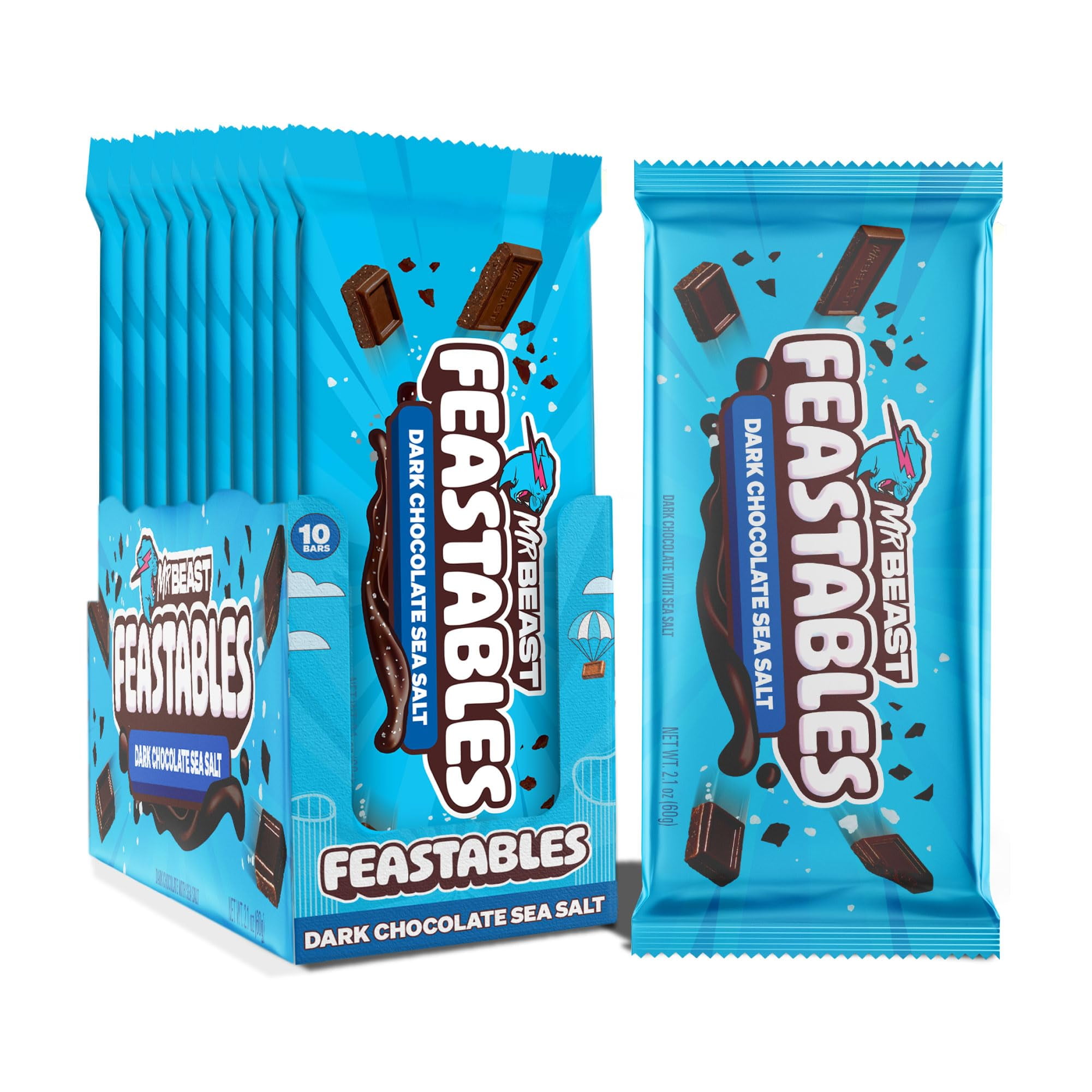 Feastables MrBeast Dark BCF26 with Sea Salt Bar, King Size Candy Bar ...