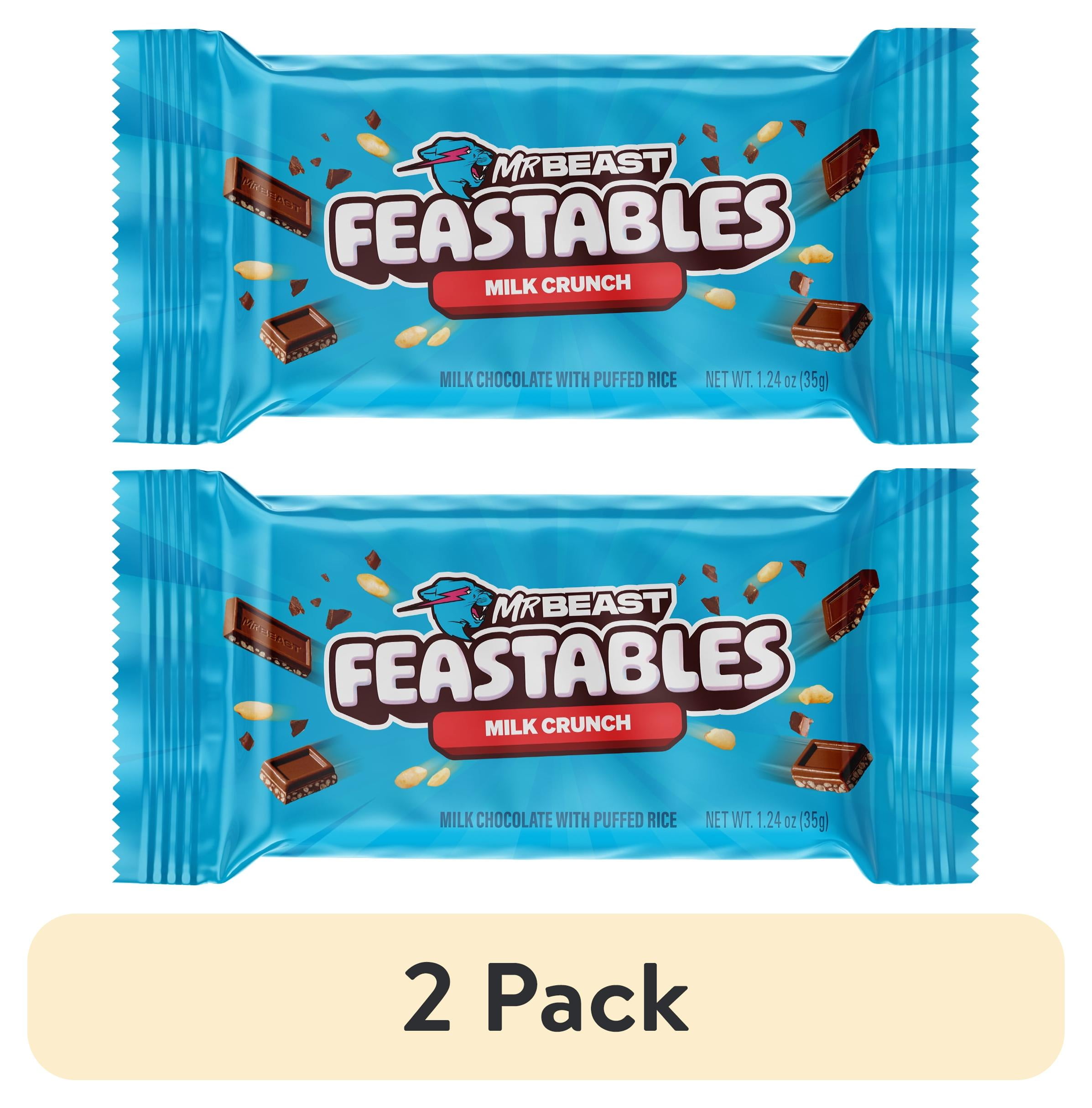 (2 pack) Feastables MrBeast Milk Chocolate Crunch Bar, 1.24 oz (35g), 1 ...