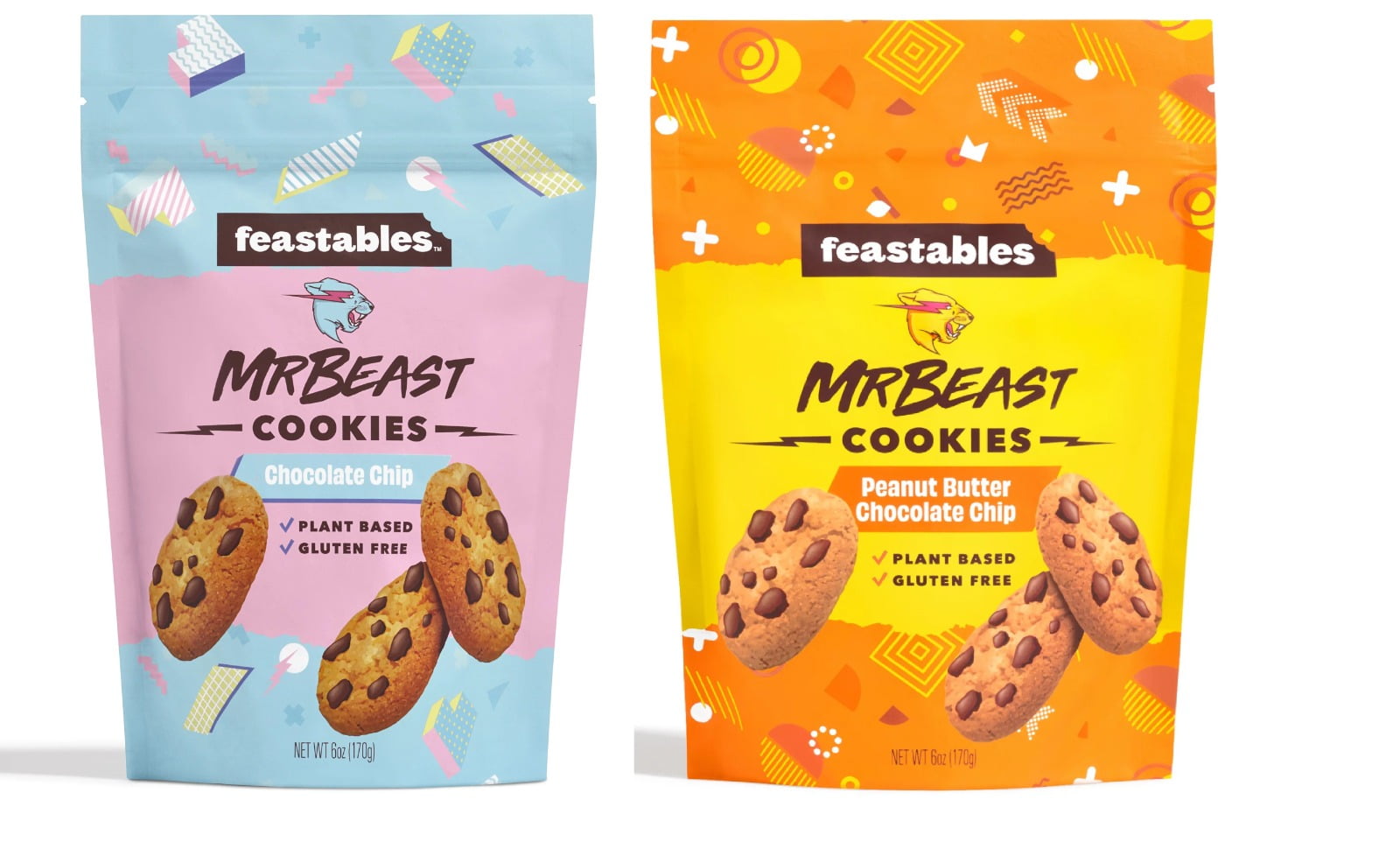 Feastables MrBeast Peanut Butter Chocolate Chip Cookies, Healthy PB ...