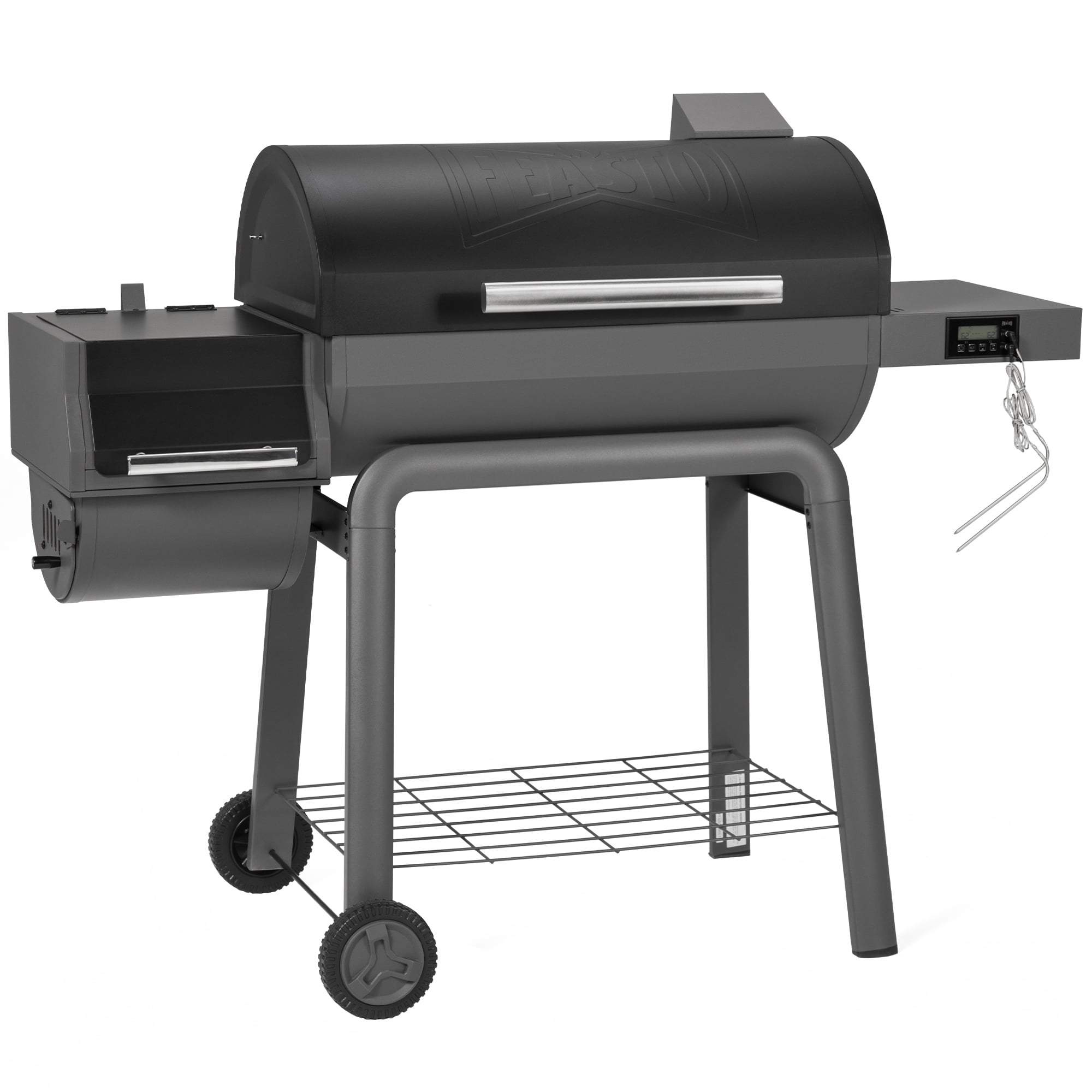 Feasto 30-Inch Heavy-Duty Charcoal Grill with Offset Smoker - Digital ...