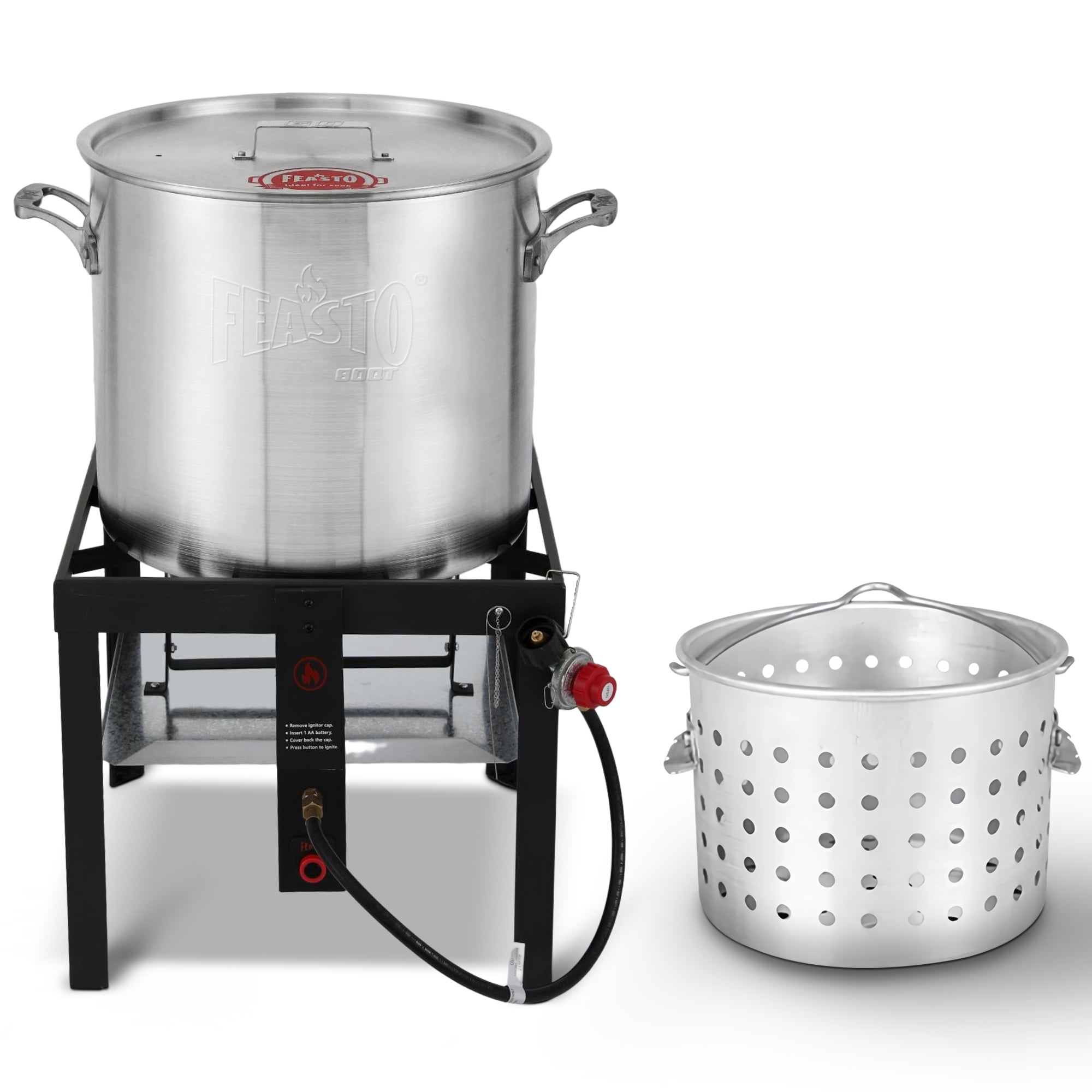 FEASTO 80 QT Outdoor Seafood Boil Pot Kit, Crab & Crawfish Cooker Set with Basket, 100,000 BTU ...