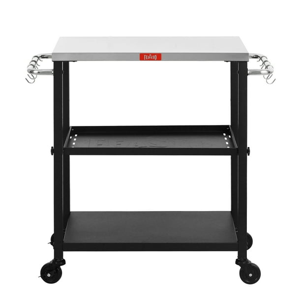Feasto Adjustable 3-Tier Outdoor/Indoor Food Prep Cart Work Table with ...