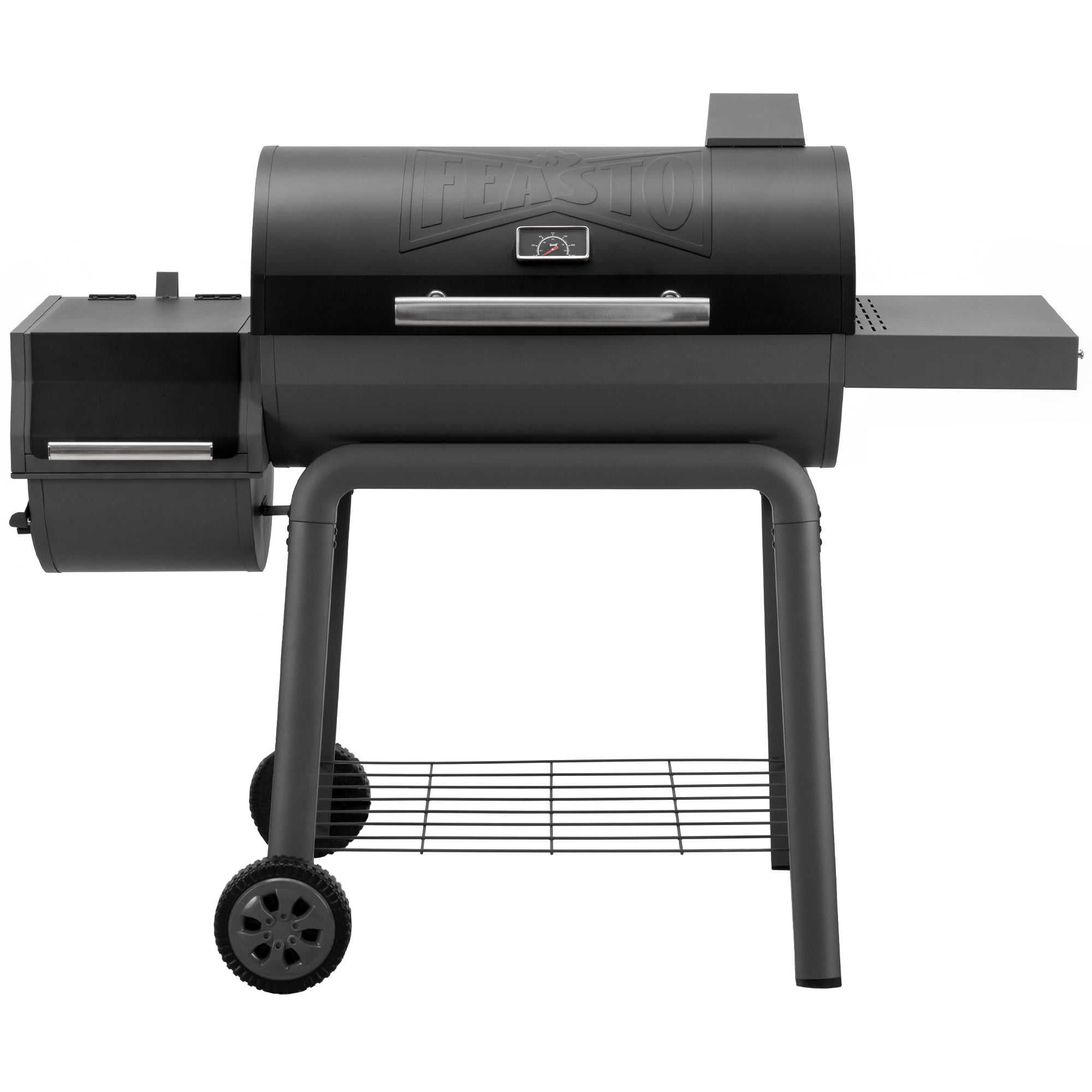 Feasto BBQ Charcoal Grill with Offset Smoker Grill and Side Table, 30-In Heavy-Duty Outdoor BBQ ...