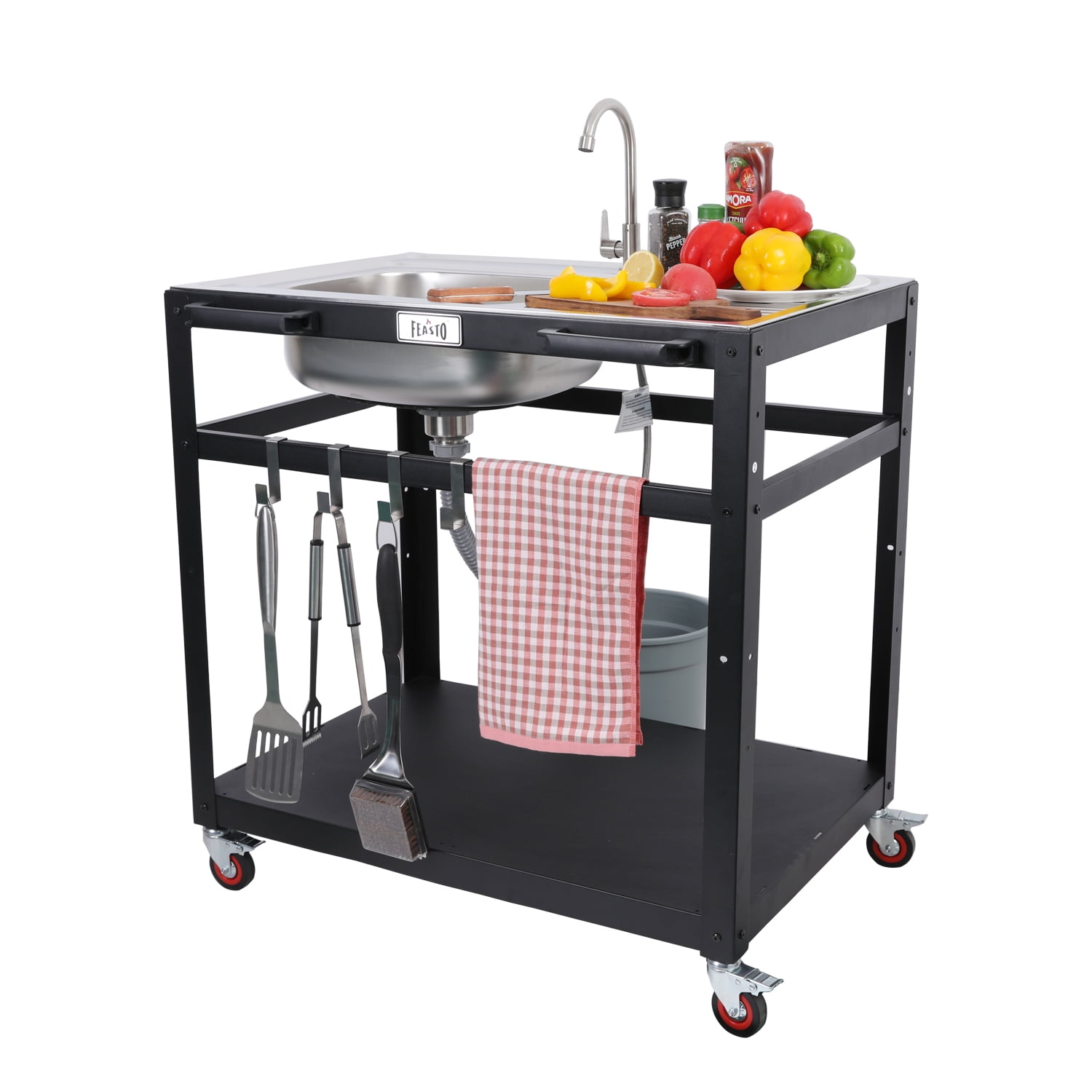 Feasto Modular Outdoor Kitchen Sink Station Free Standing Table with ...