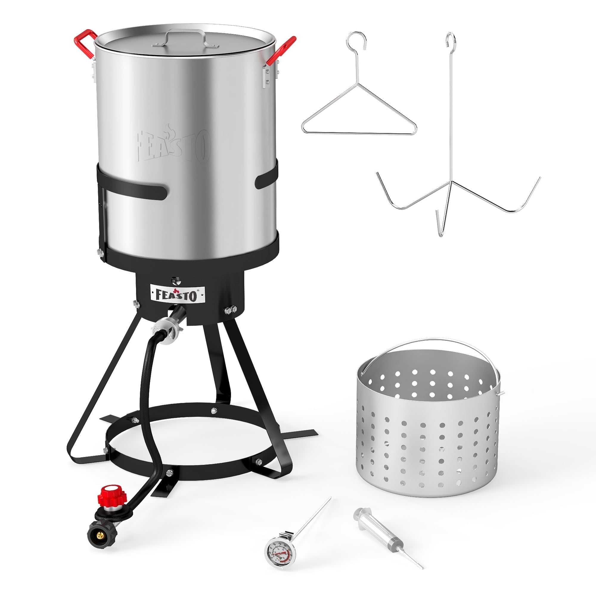 Feasto Outdoor Deep Fryer Turkey Fryer Set 30QT with Perforated Basket ...