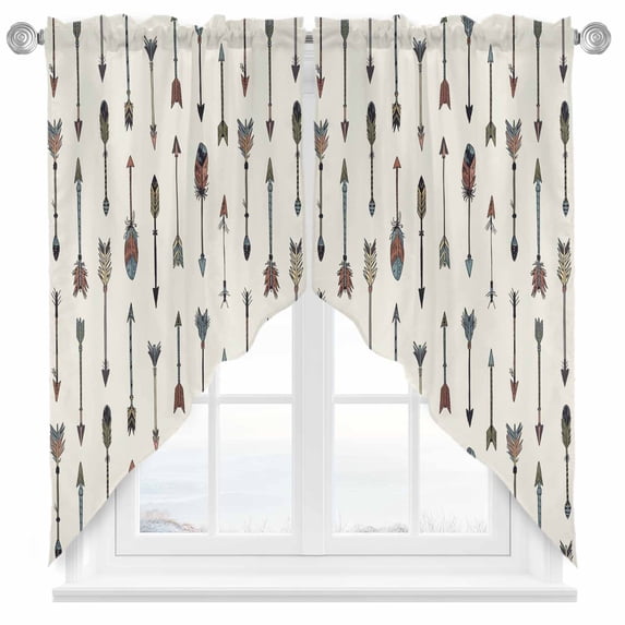 Feather Arrow Swag Kitchen Curtain Valances, Indian Tradition Colorful ...