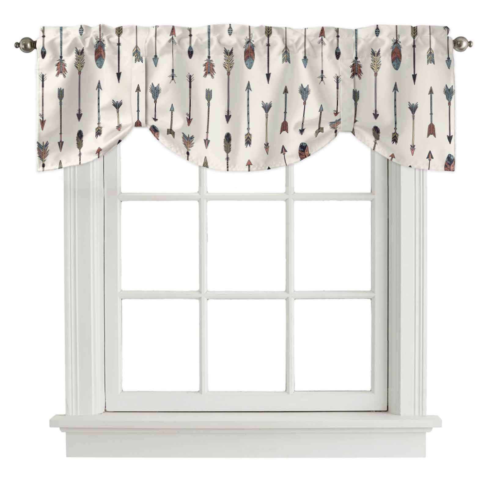 Feather Arrow Tie Up Valances Curtain, Indian Tradition Colorful Arches ...