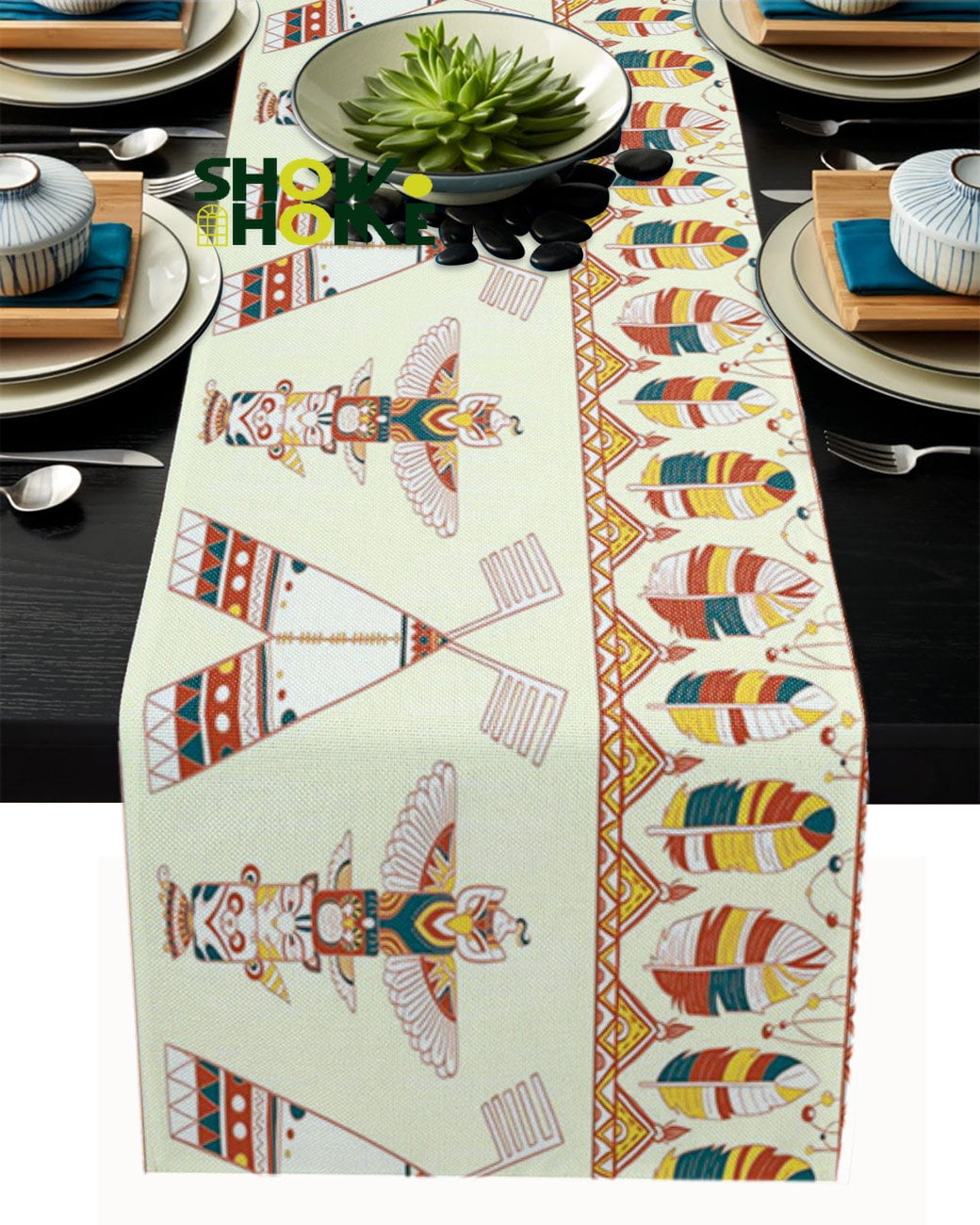 Feather Bird Pattern Table Runner Luxury Home Dining Table Coffee Table ...