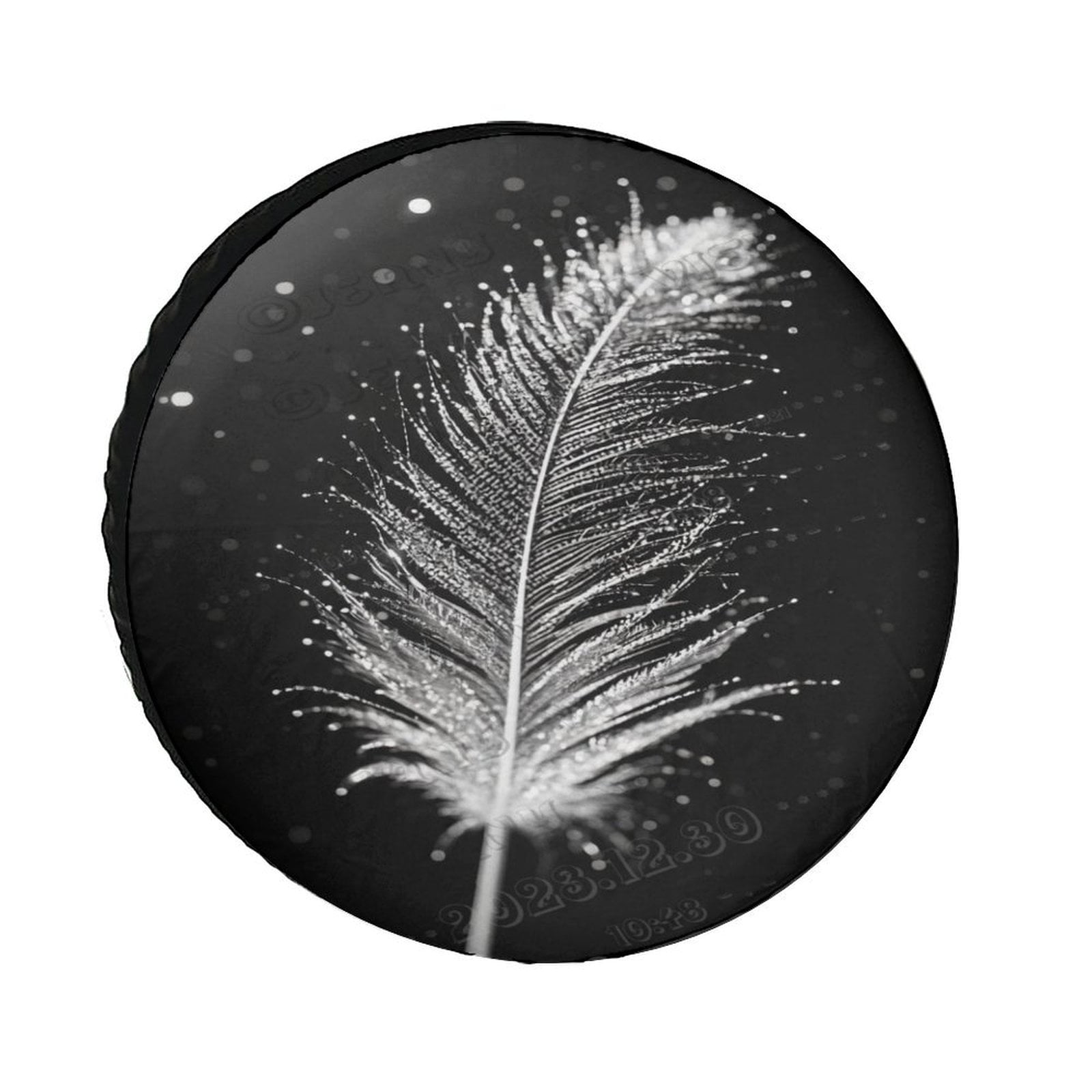 Feather With Black Background Printed 30 Inch Spare Tire Cover Wheel ...