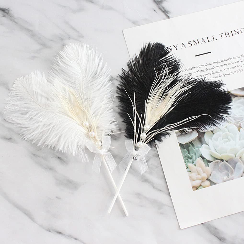 Feather Cake Topper Picks Cupcake Toppers Pearl Peacock Feather ...