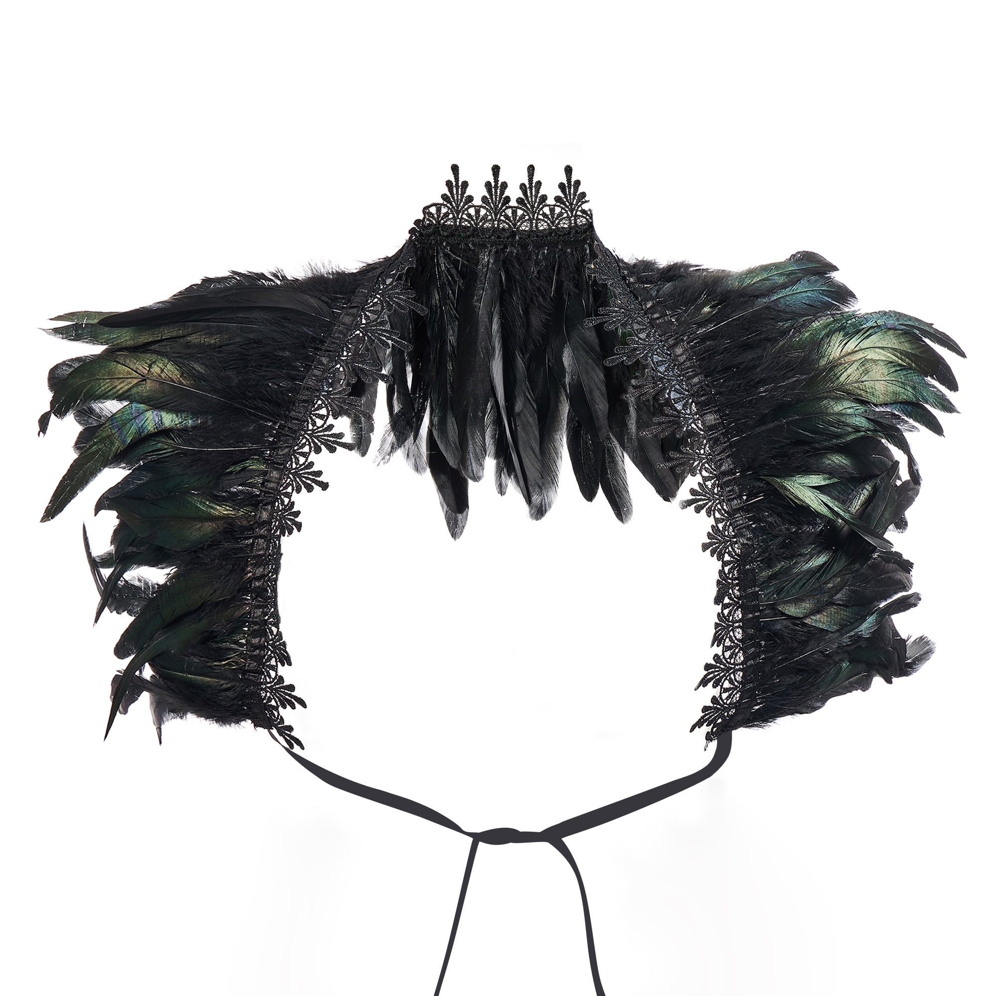 Feather Cape Gothic Lacing Shawl Shrug Collar Unisex Fashion Poncho ...