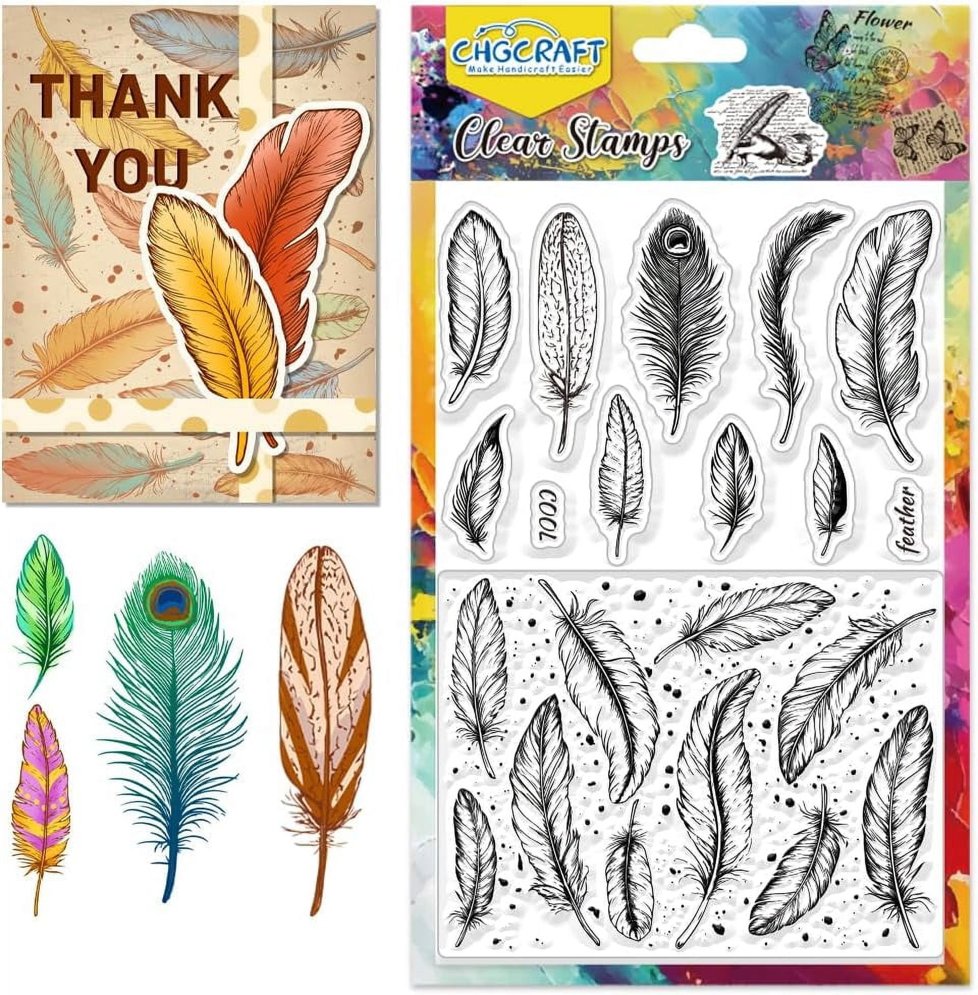 Feather Clear Stamps Vintage Animal Feathers Stamps Silicone Stamps ...
