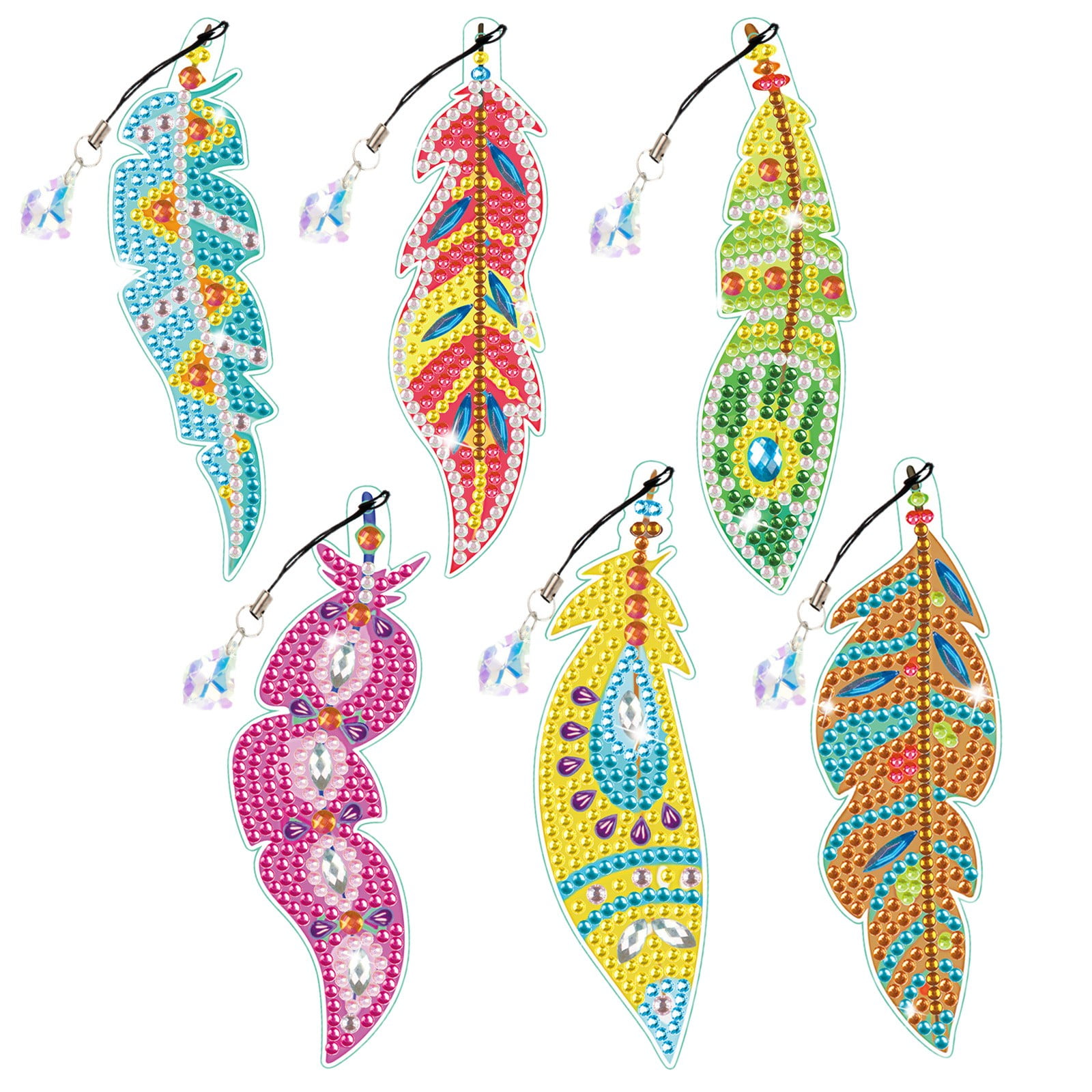 Feather Diamond Painting Bookmarks Kits DIY Bookmarks with Rhinestone ...