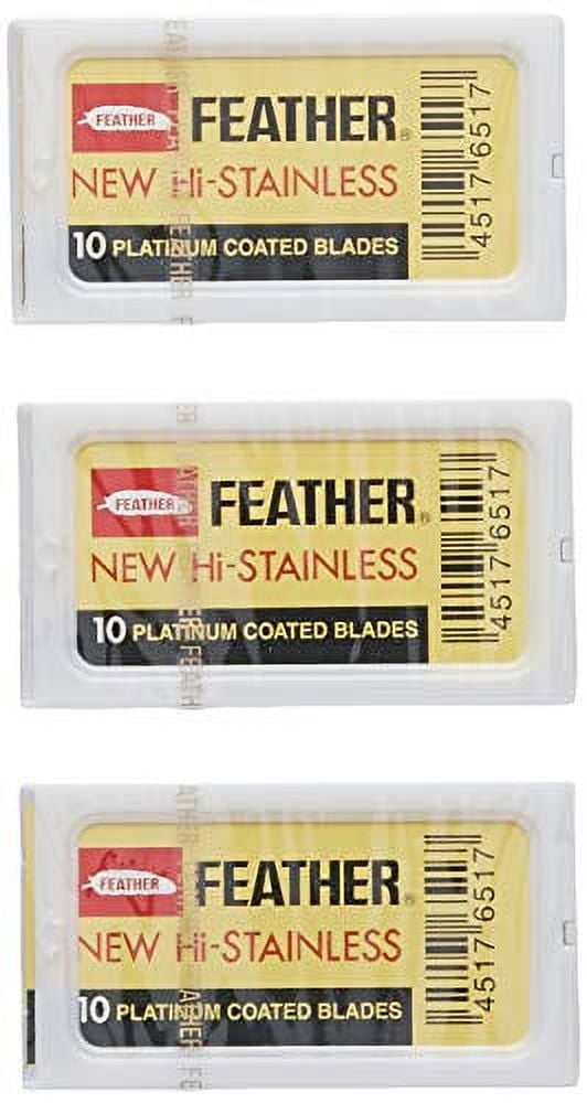 Feather Hi-Stainless Platinum Coated Double Edge Safety Razor Blades ...