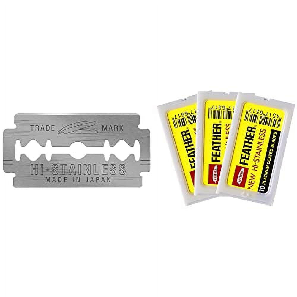 Feather Double Edge Safety Razor Blades - 50 Count Platinum Coated Hi ...