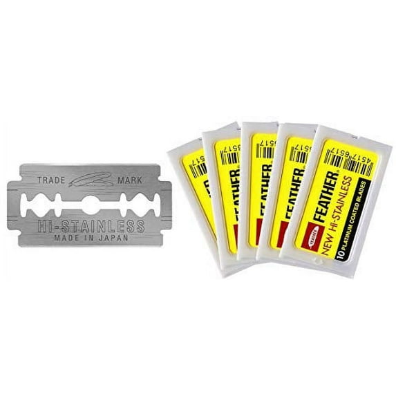 Feather Double Edge Safety Razor Blades 50 Count Platinum Coated ...