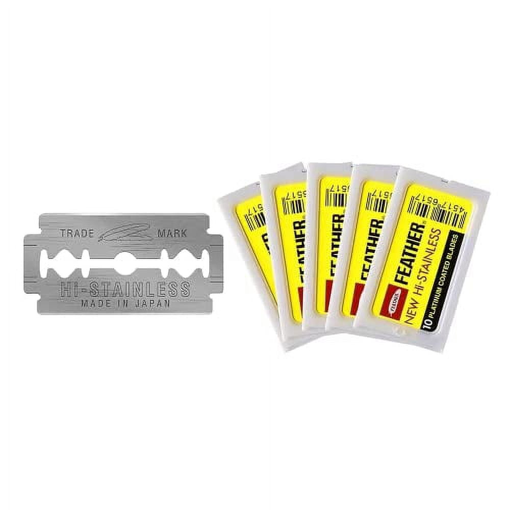 Feather Double Edge Safety Razor Blades - (50 Count) - Platinum Coated ...