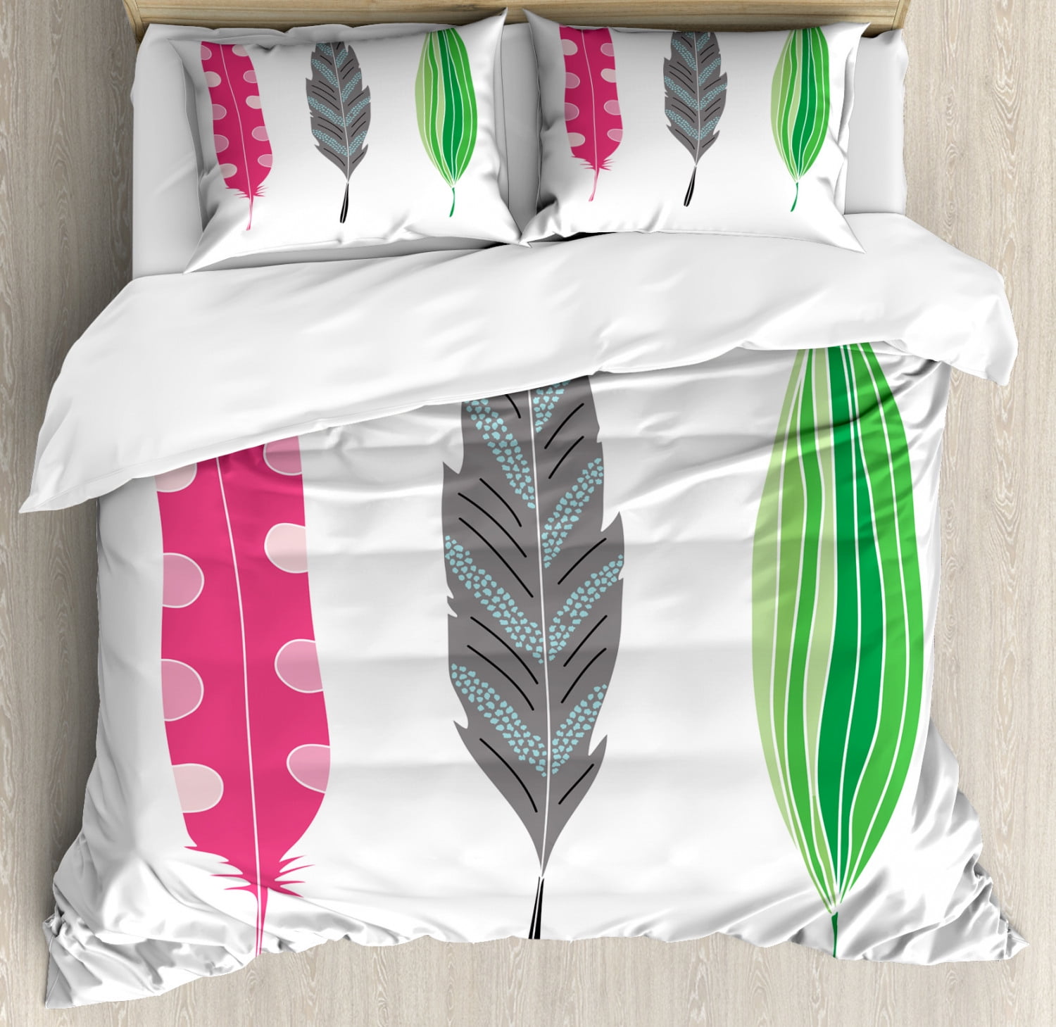 Feather Duvet Cover Set King Size, Funky Pink Polka Dotted Green ...