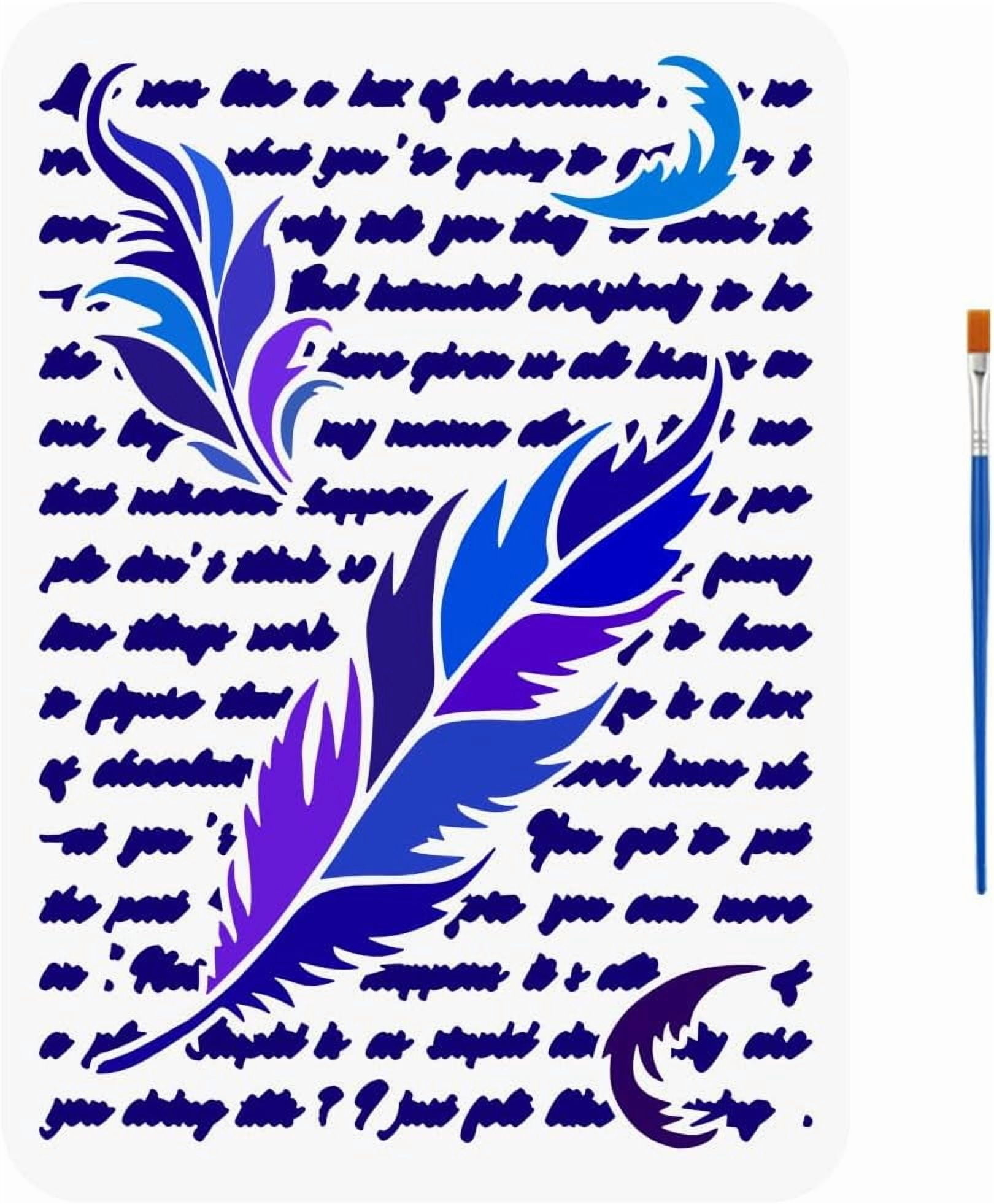 Feather Envelopes Stencil with Paint Brush 8.3x11.7inch Writing ...