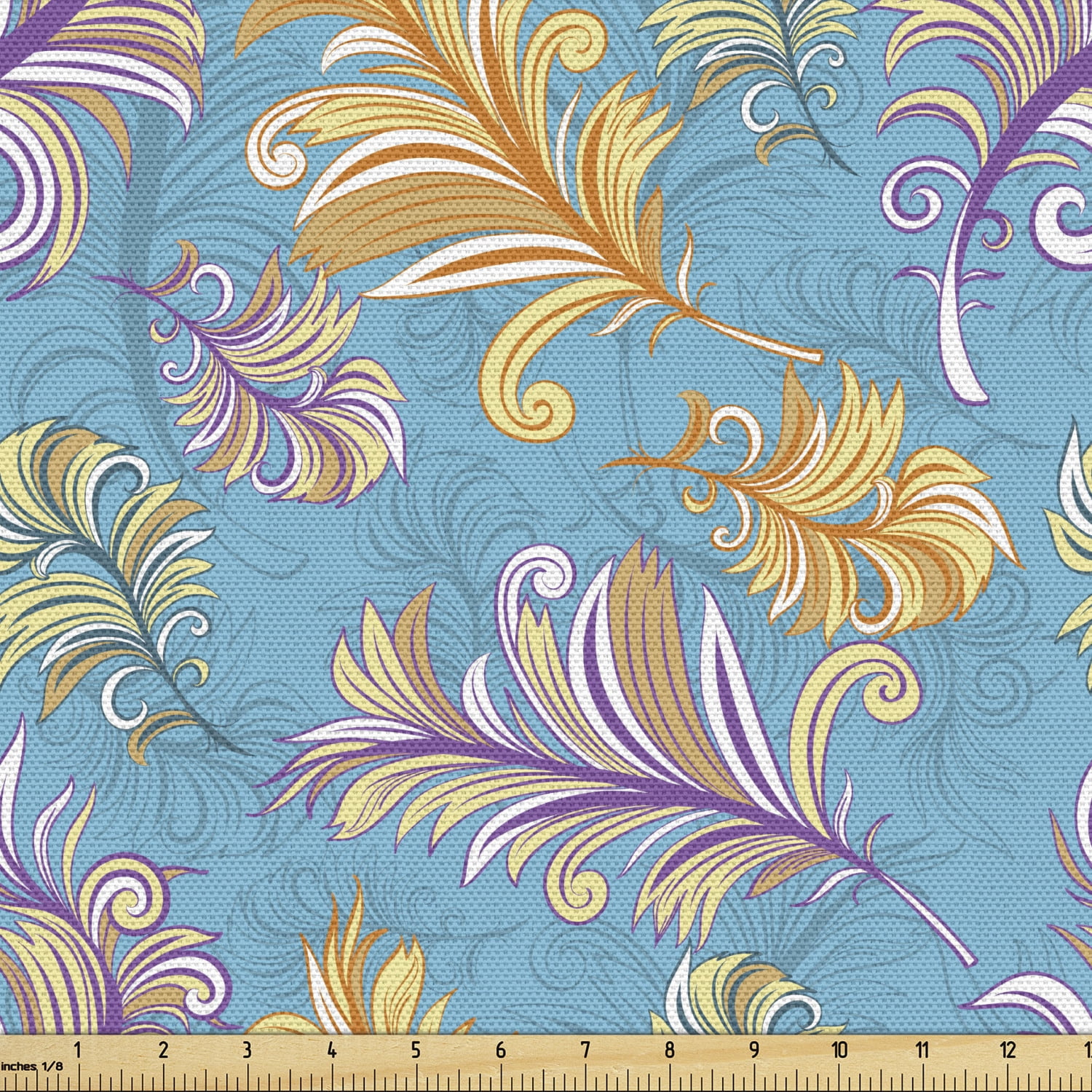 Feather Fabric by the Yard, Pattern of Repeating Colorful Abstract Bird ...