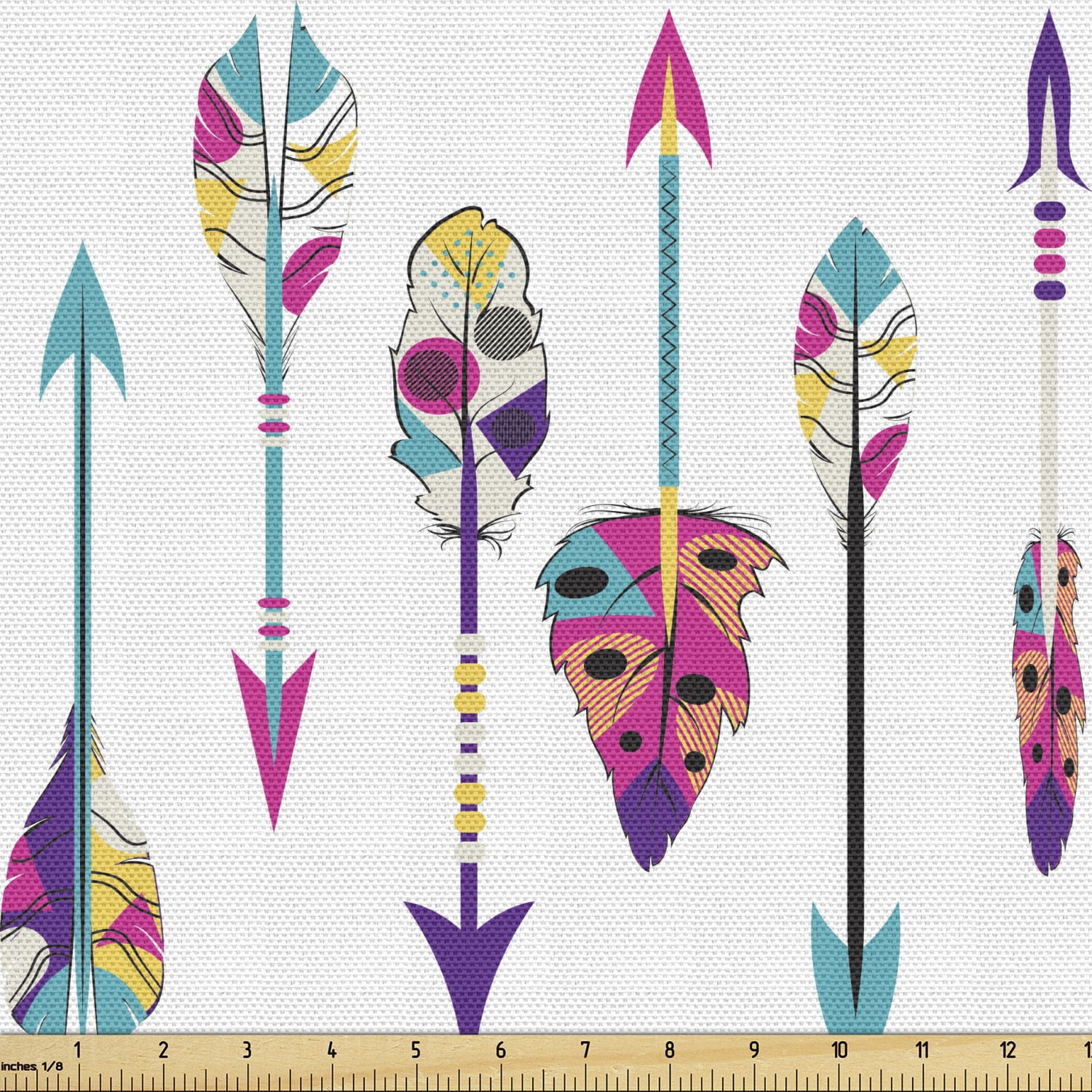 Feather Fabric by the Yard Upholstery, Colorful Design Inspired Arrows ...