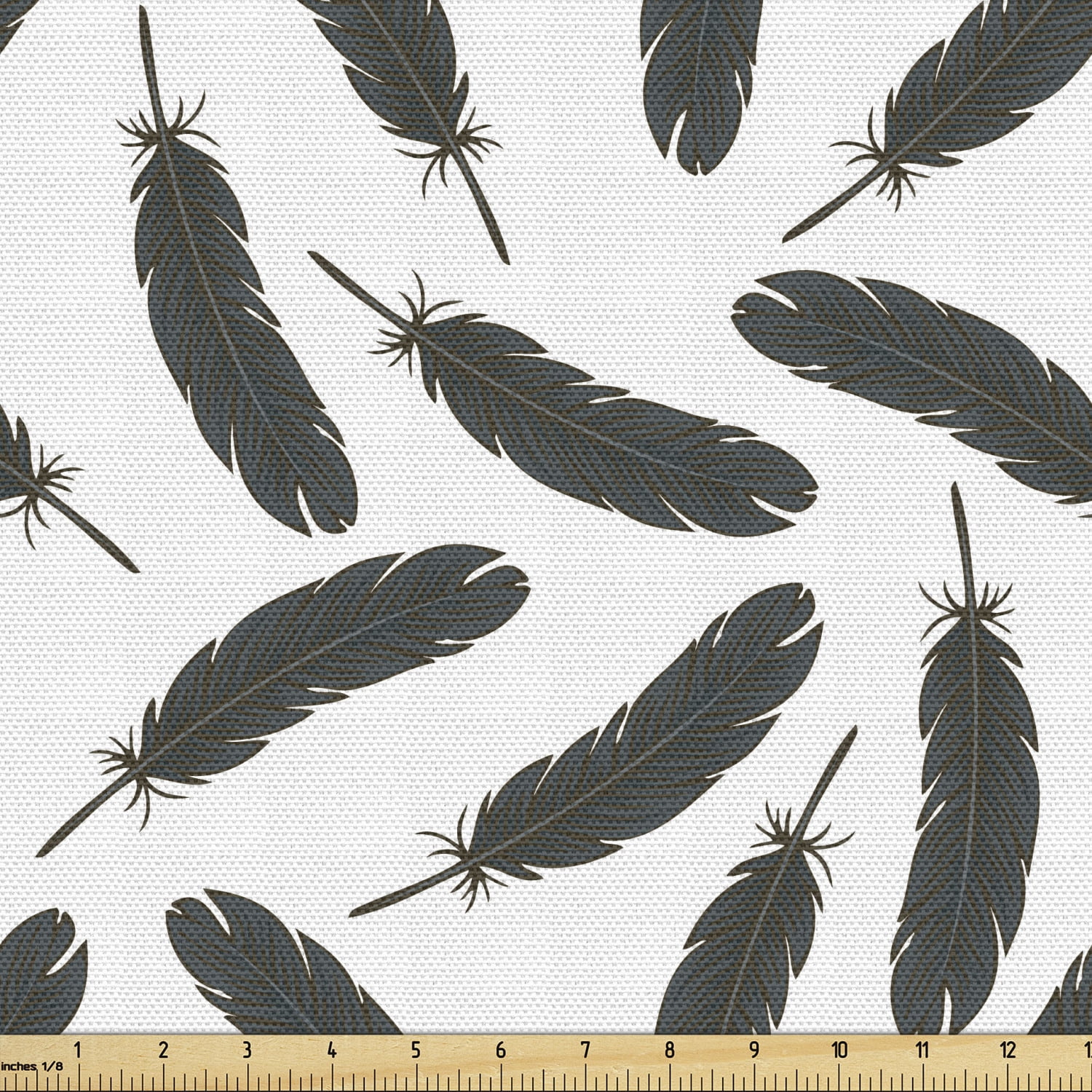 Ambesonne Feather Fabric by the Yard Upholstery, Delicate Repetitive ...